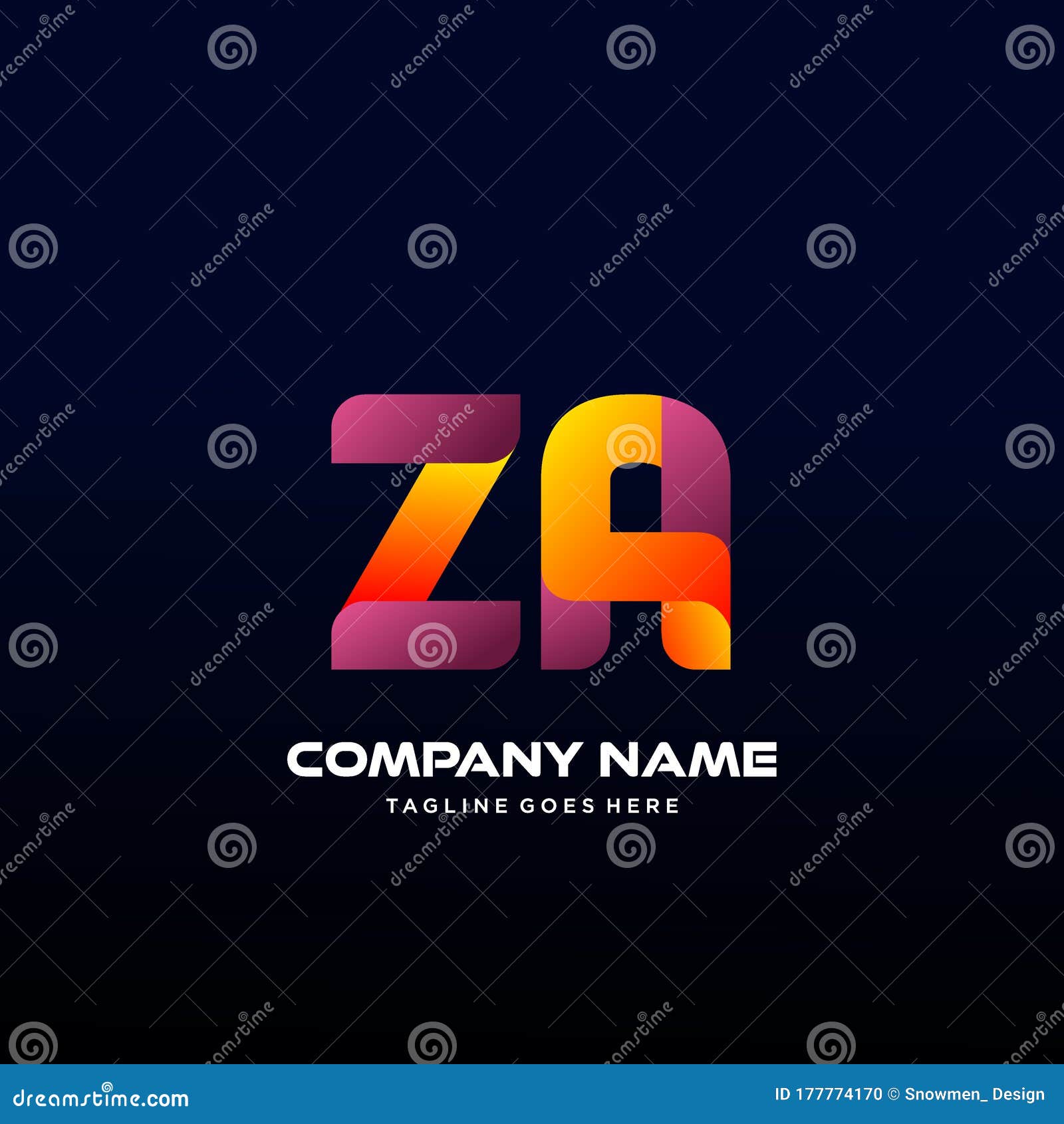 Letter ZA Initial Logo Vector with Colorful Stock Vector - Illustration ...