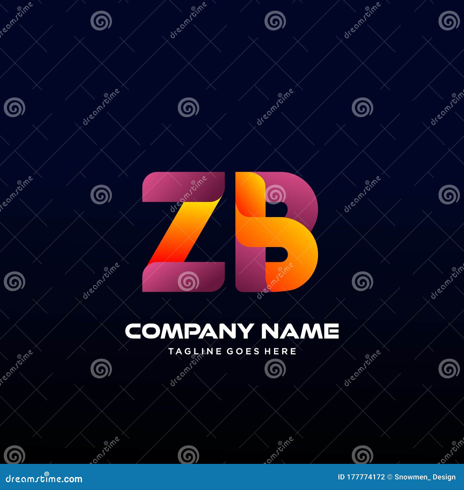 Letter ZB Initial Logo Vector with Colorful Stock Vector - Illustration ...