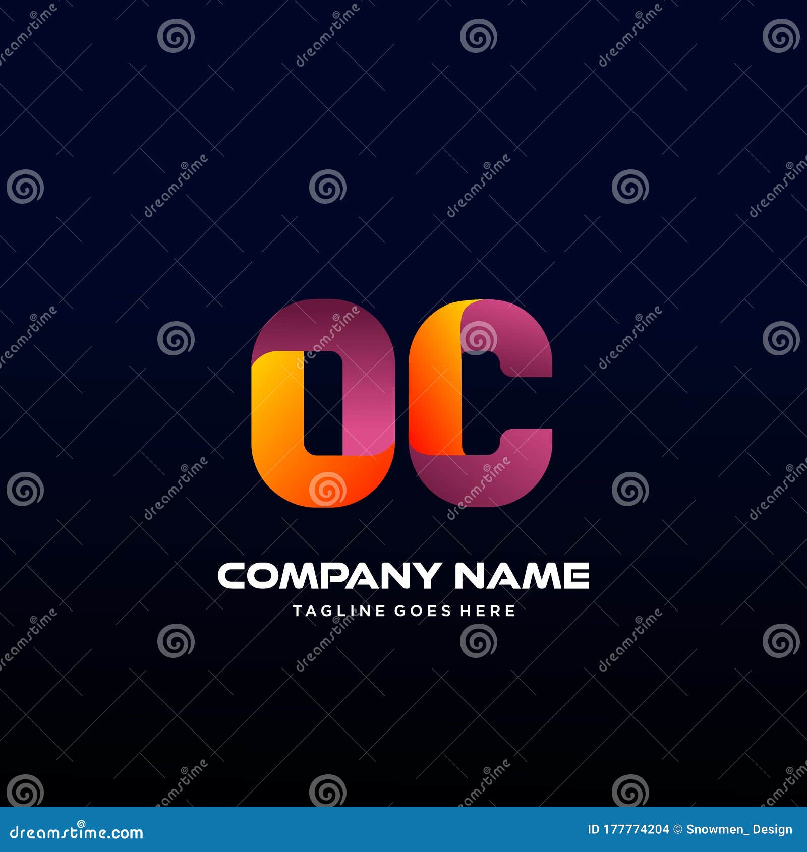 Letter OC Initial Logo Vector with Colorful Stock Vector - Illustration ...
