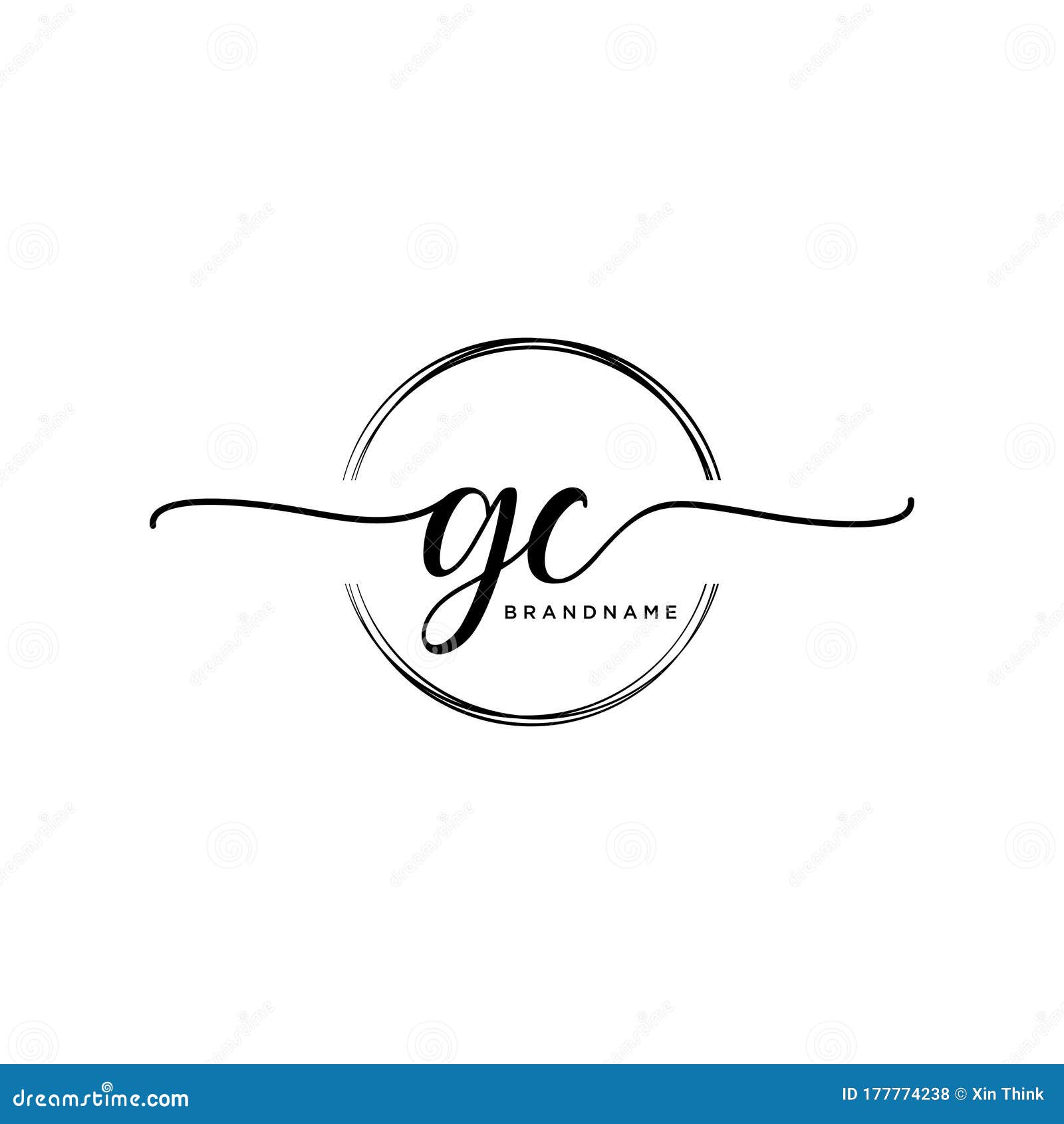 GC Initial Handwriting Logo with Circle Stock Illustration ...