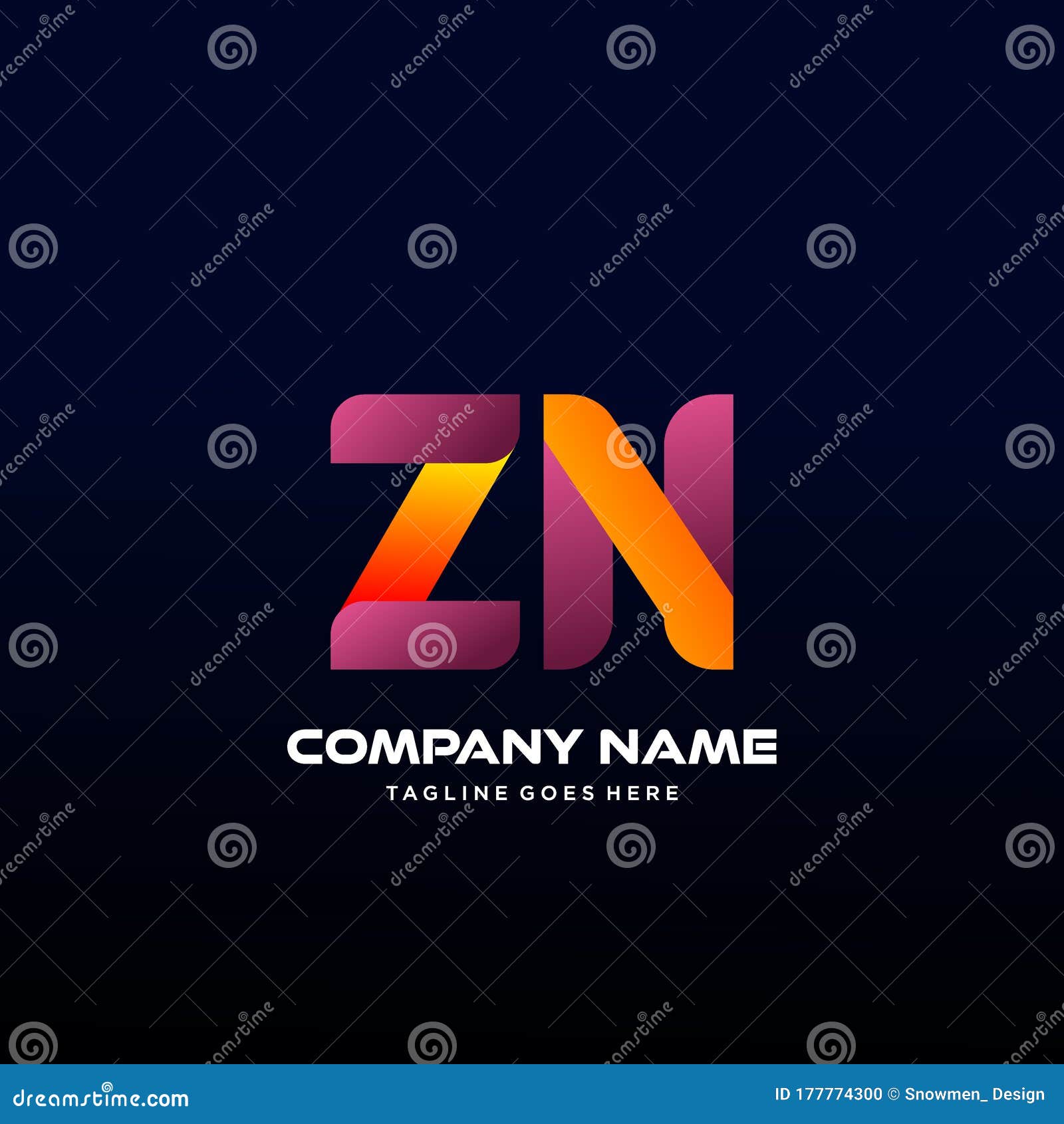 Letter ZN Initial Logo Vector with Colorful Stock Vector - Illustration ...