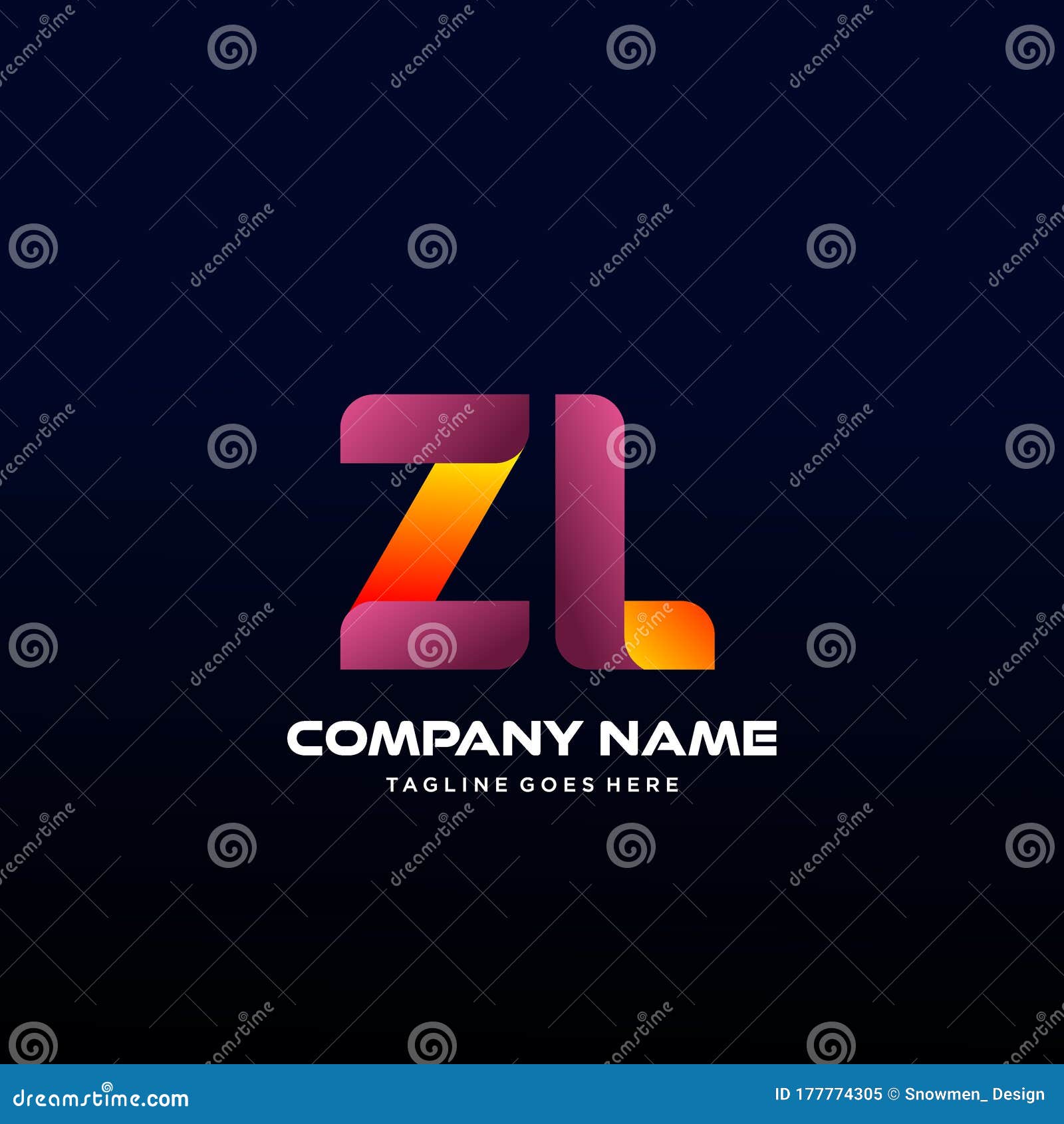 Letter ZL Initial Logo Vector with Colorful Stock Vector - Illustration ...