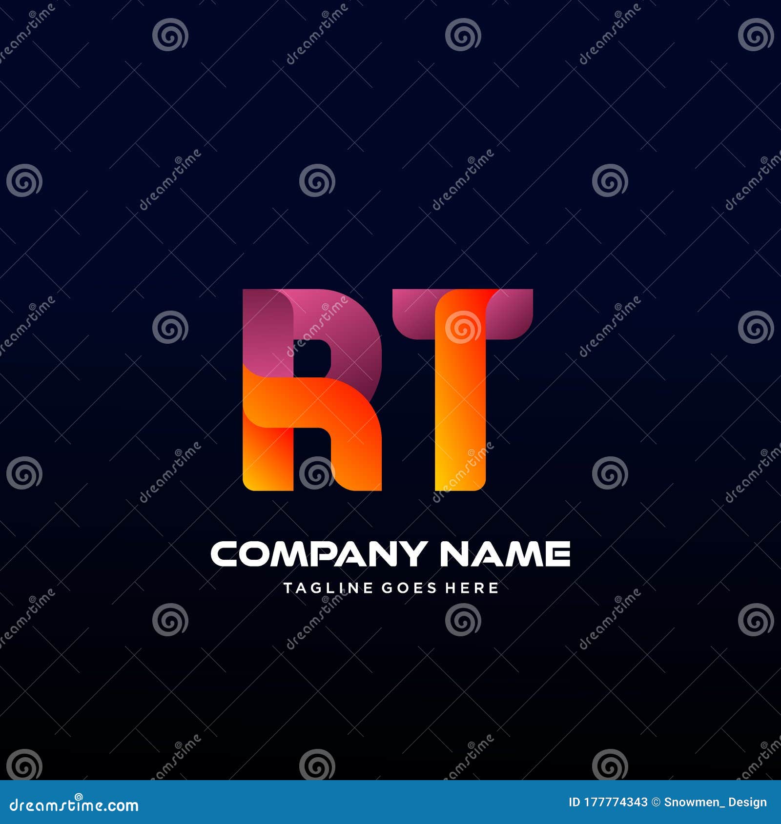 Letter RT Initial Logo Vector with Colorful Stock Vector - Illustration ...