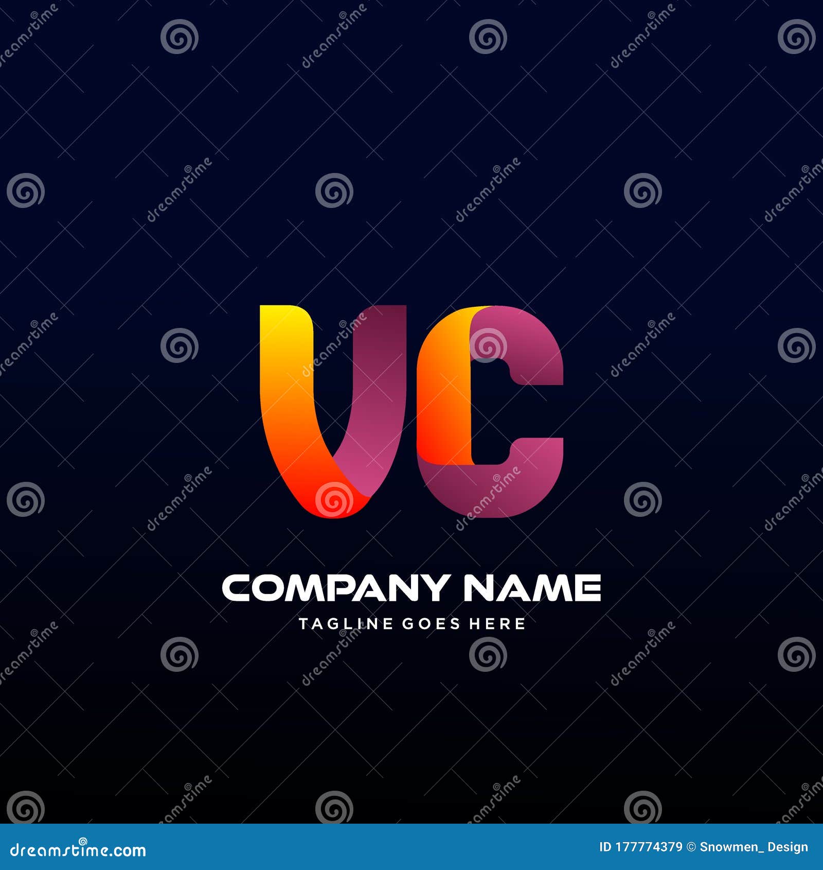 Letter VC Initial Logo Vector with Colorful Stock Vector - Illustration ...