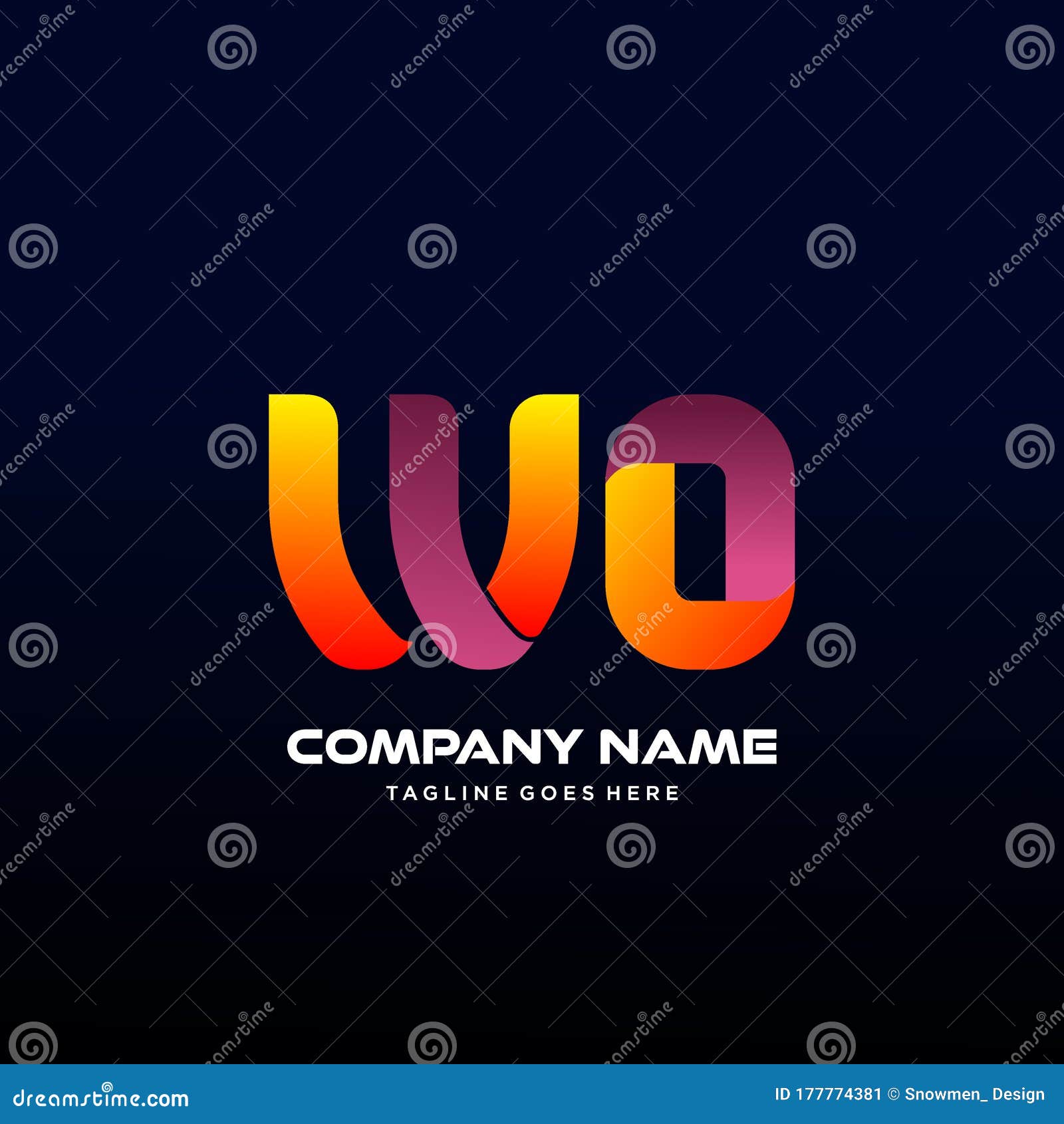 Letter WO Initial Logo Vector with Colorful Stock Vector - Illustration ...