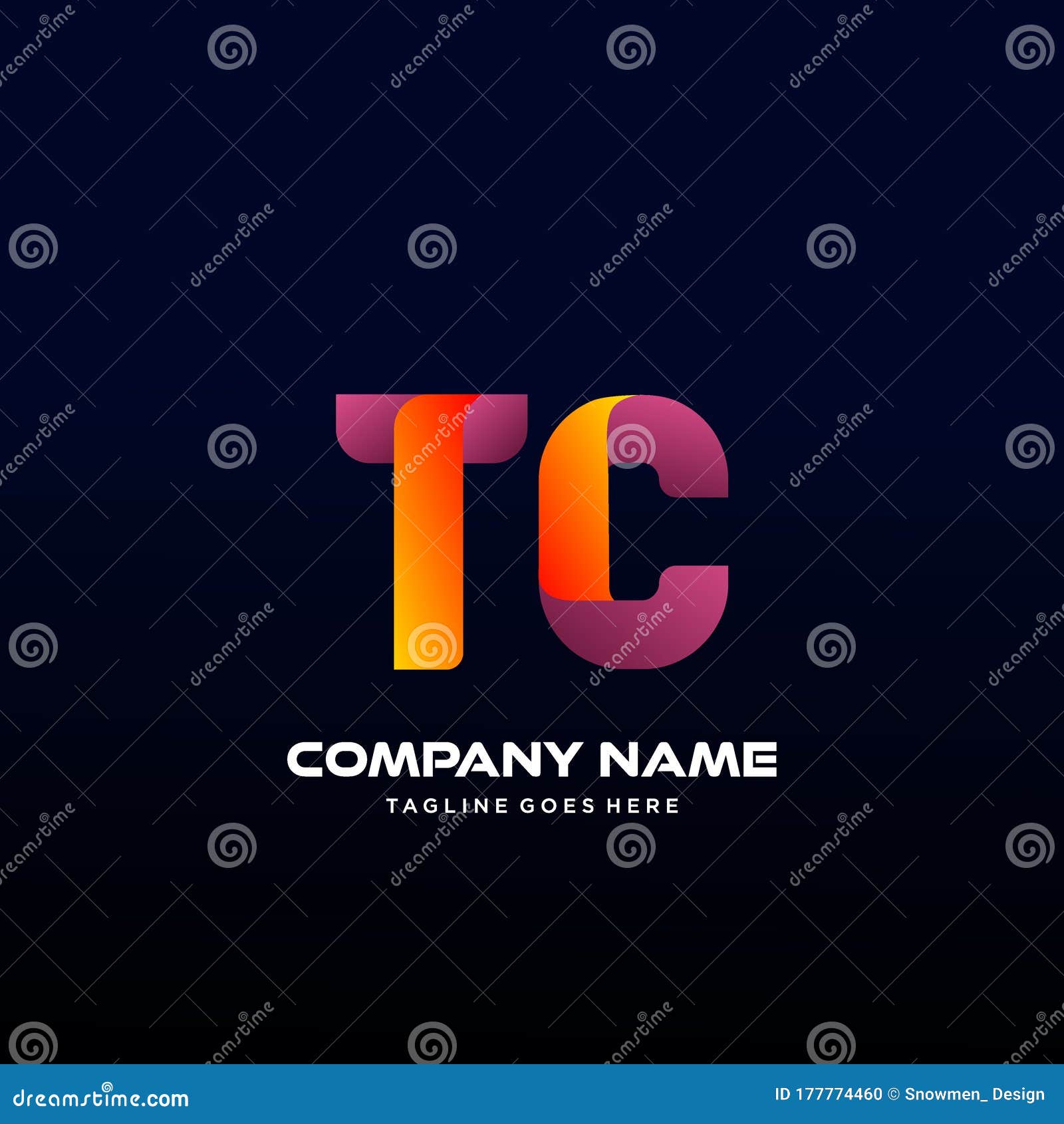 Letter TC Initial Logo Vector with Colorful Stock Vector - Illustration ...