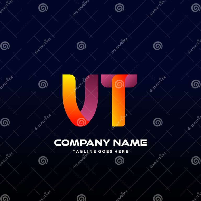 Letter VT Initial Logo Vector with Colorful Stock Vector - Illustration ...