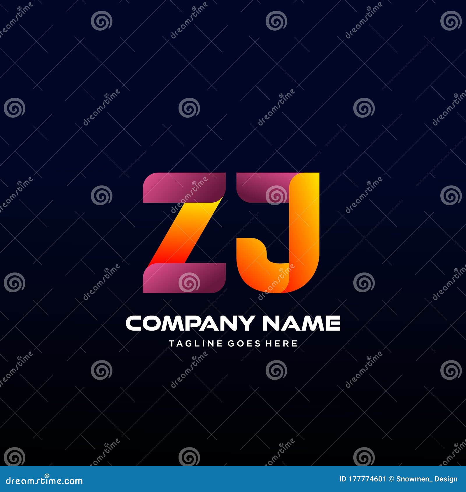 Letter ZJ Initial Logo Vector with Colorful Stock Vector - Illustration ...