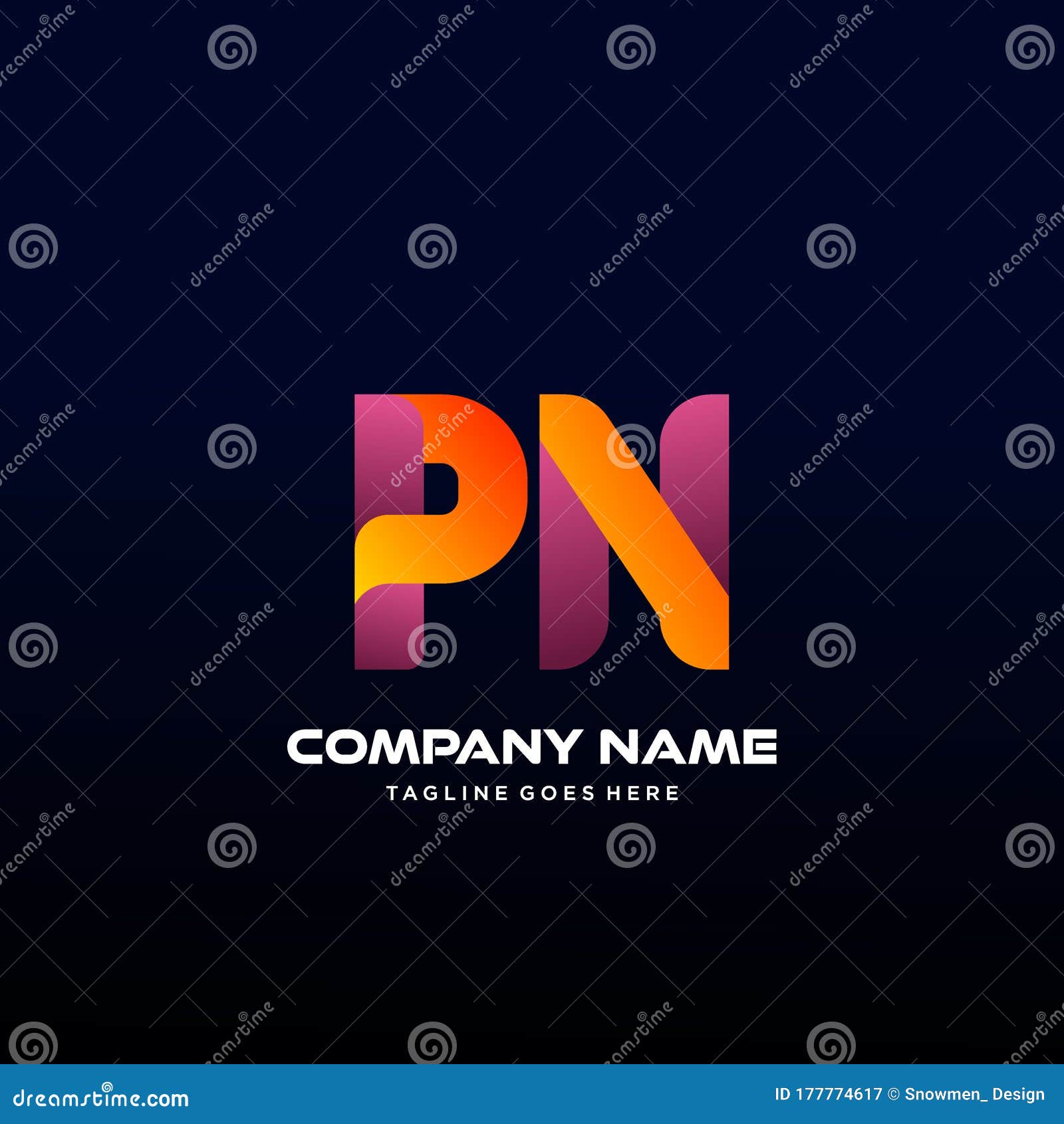 Letter PN Initial Logo Vector with Colorful Stock Vector - Illustration ...