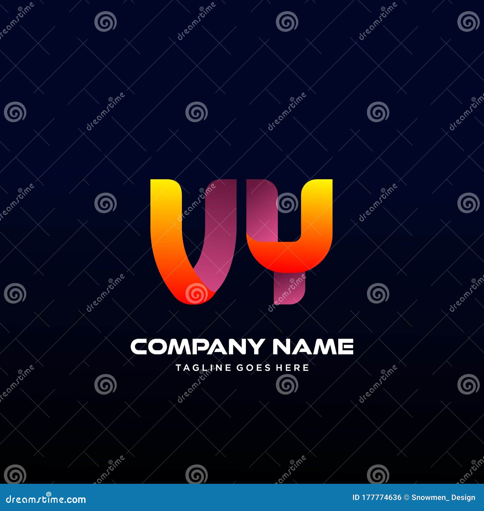 Letter VY Initial Logo Vector with Colorful Stock Vector - Illustration ...