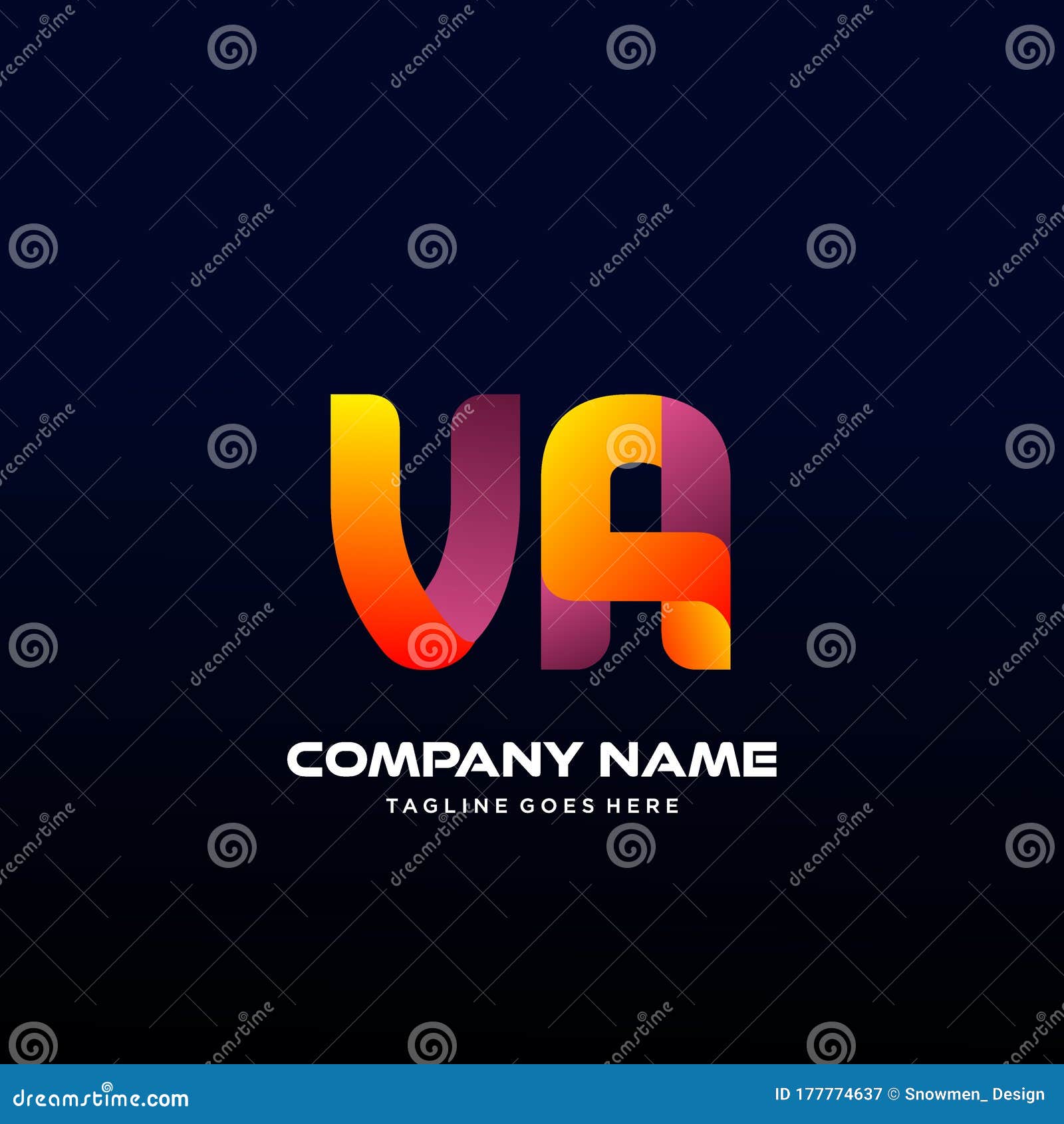 Letter VA Initial Logo Vector with Colorful Stock Vector - Illustration ...