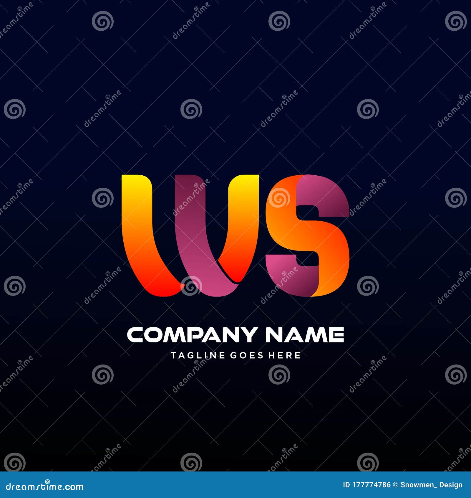 Letter WS Initial Logo Vector with Colorful Stock Vector - Illustration ...