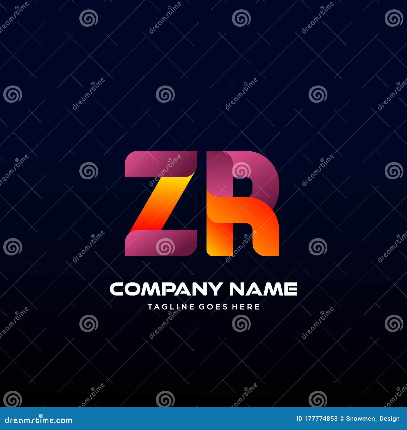Letter ZR Initial Logo Vector with Colorful Stock Vector - Illustration ...