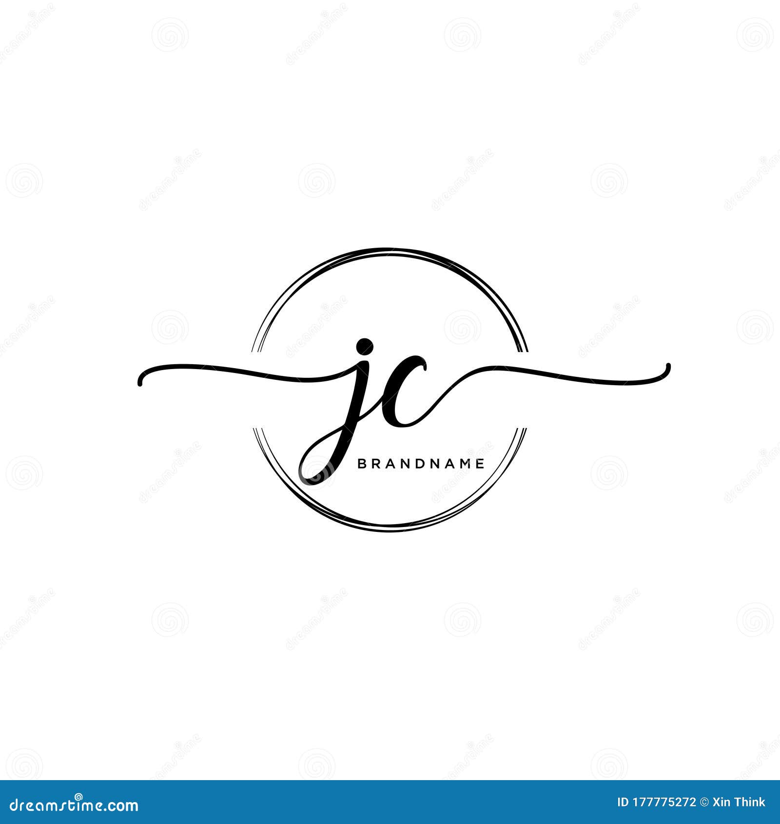 JC Initial Handwriting Logo with Circle Stock Vector - Illustration of ...