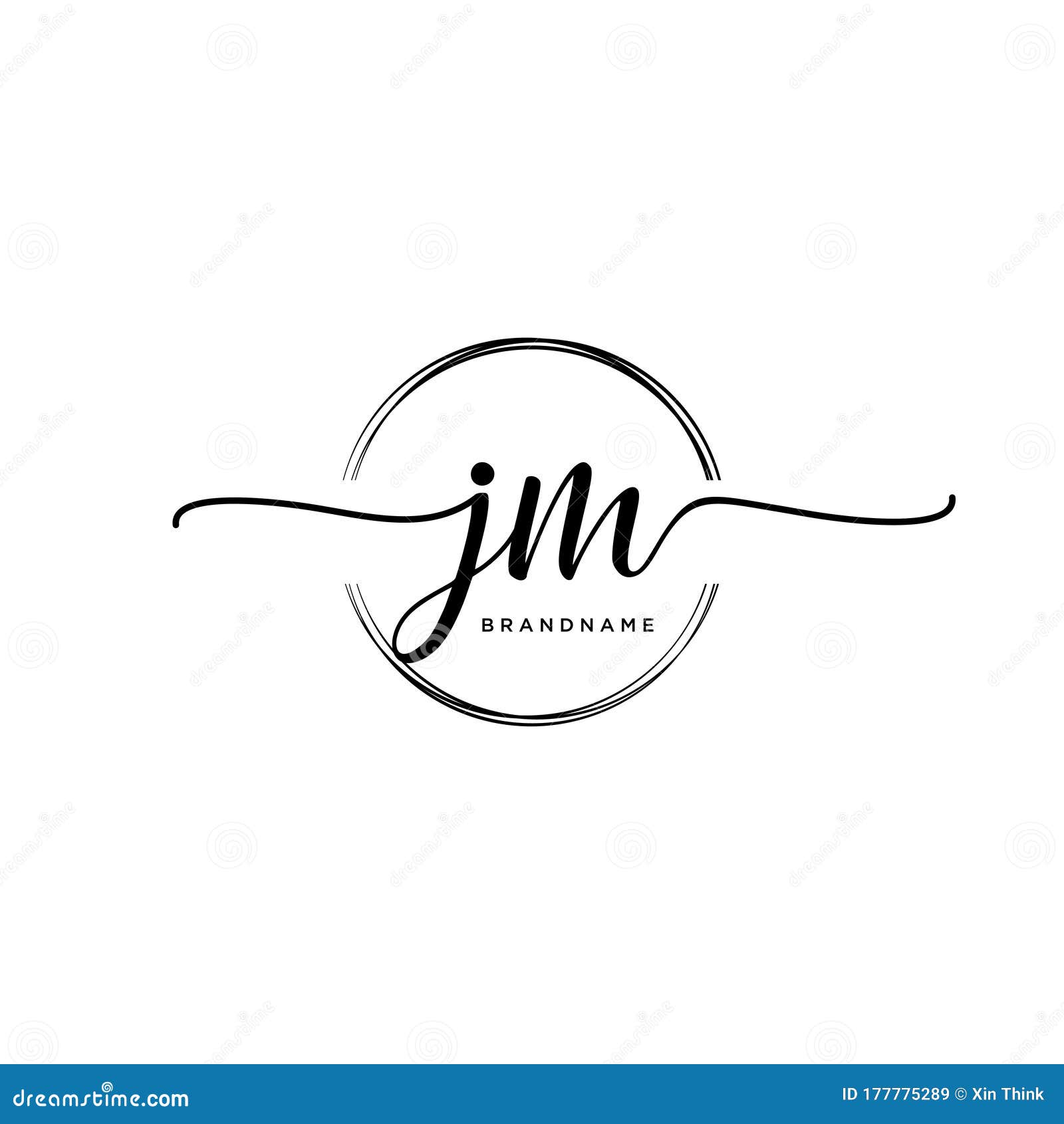 JM Initial Handwriting Logo with Circle Stock Vector - Illustration of ...