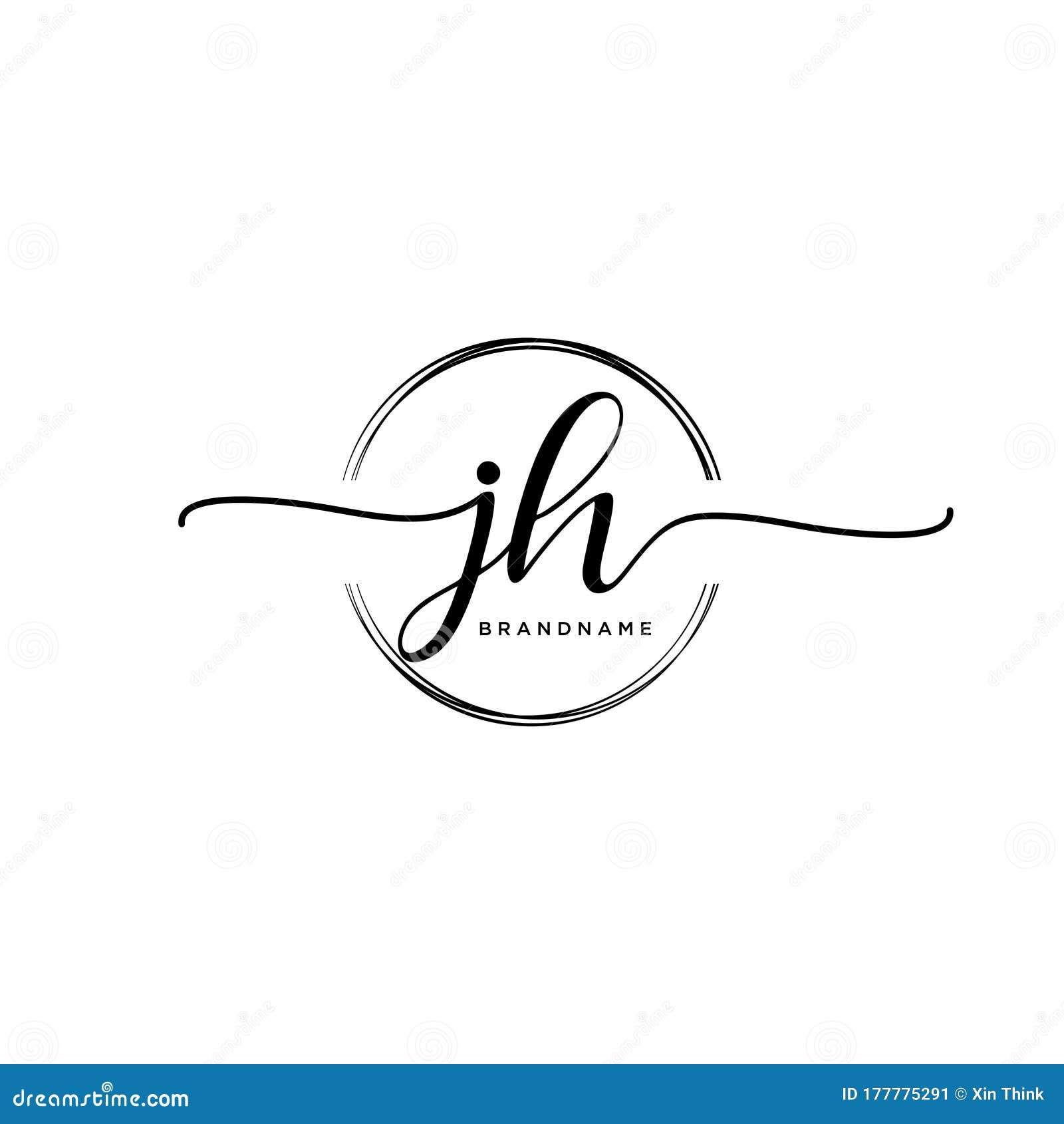 JH Initial Handwriting Logo with Circle Stock Vector - Illustration of ...