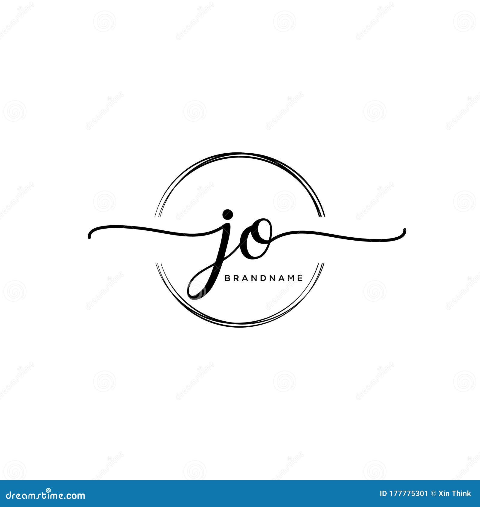 JO Initial Handwriting Logo with Circle Stock Vector - Illustration of ...