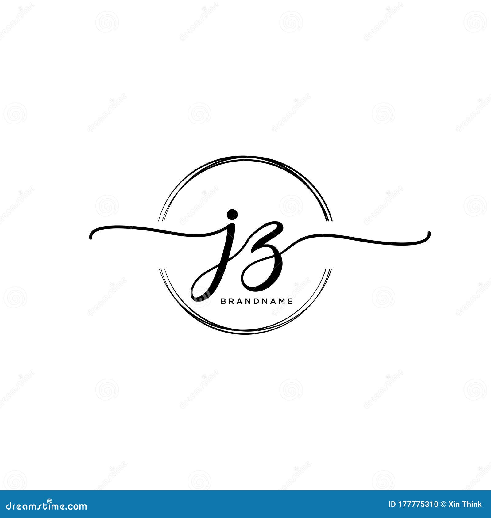 JZ Initial Handwriting Logo with Circle Stock Vector - Illustration of ...
