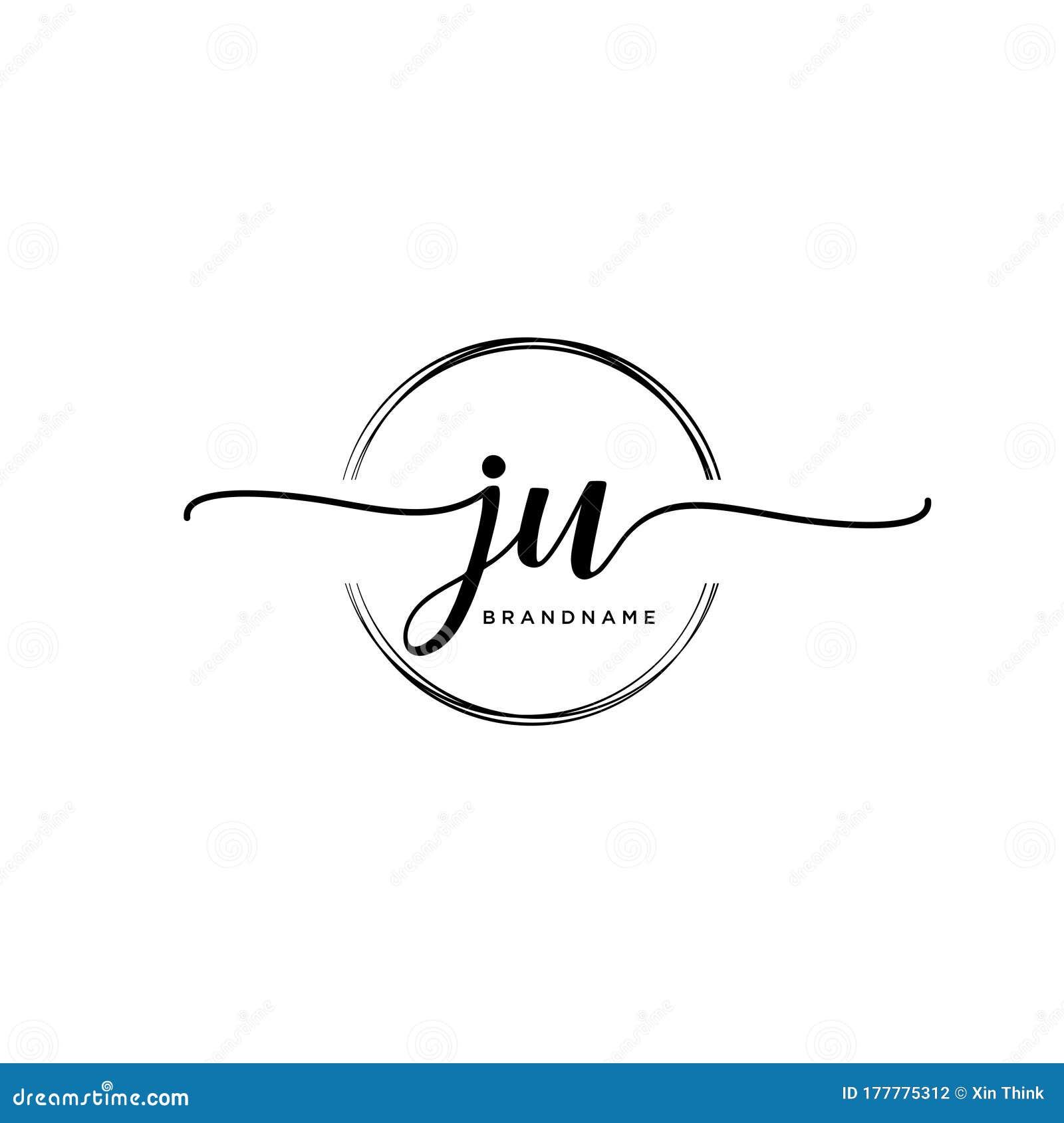 JU Initial Handwriting Logo with Circle Stock Vector - Illustration of ...