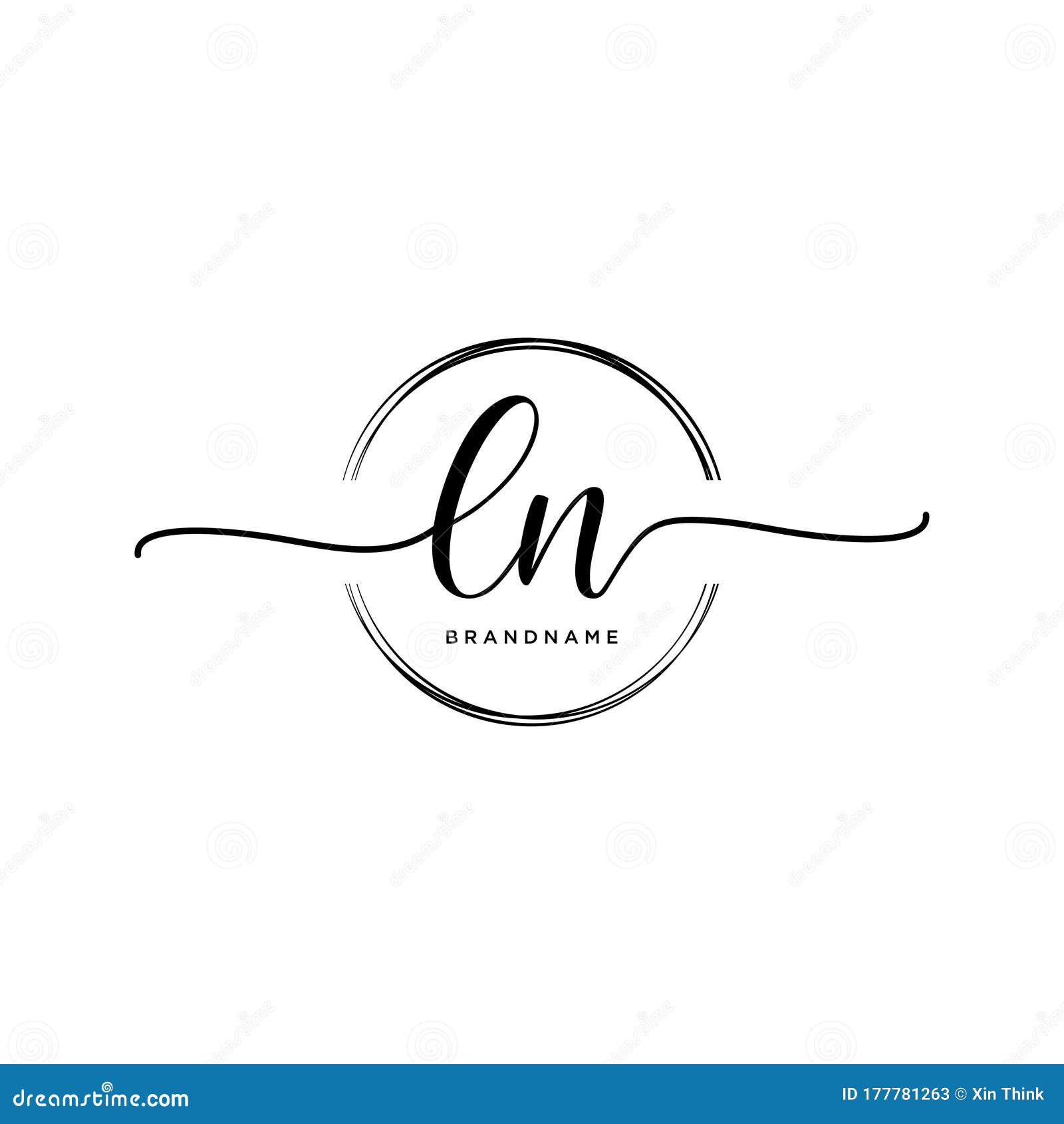 LN Initial Handwriting Logo with Circle Stock Vector - Illustration of ...