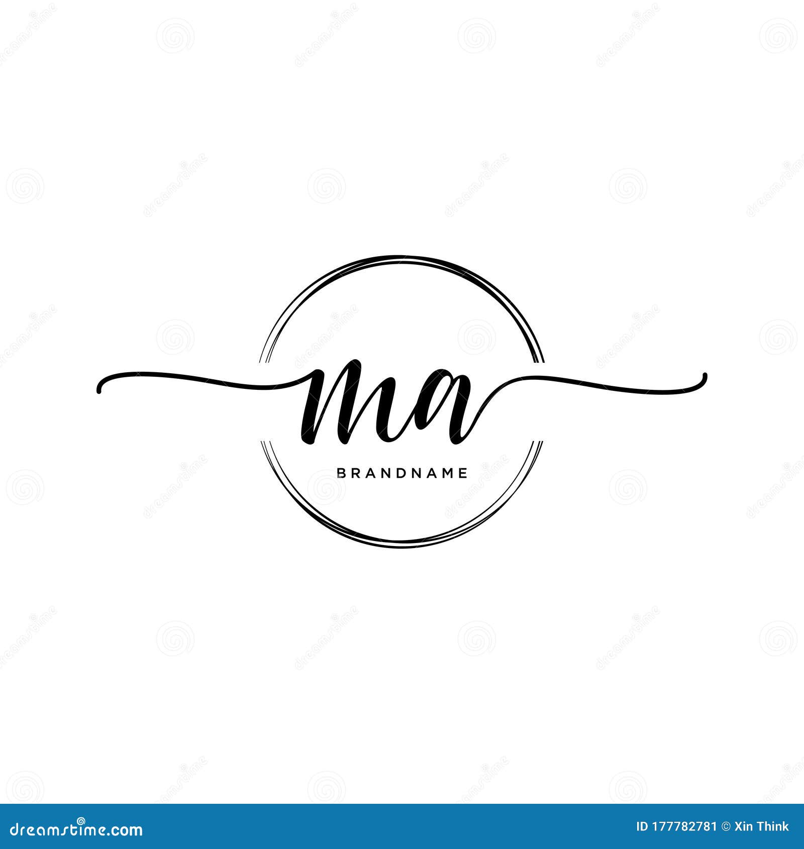 MA Initial Handwriting Logo with Circle Stock Vector - Illustration of ...