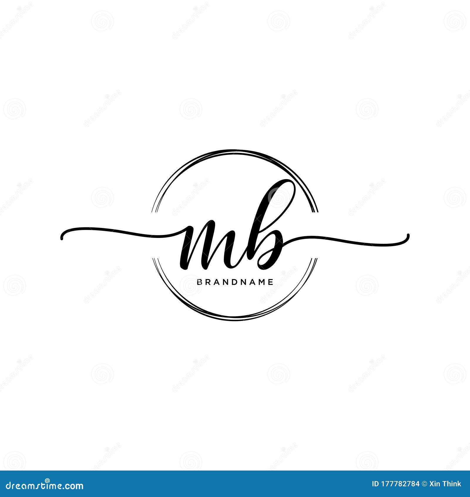 MB Initial Handwriting Logo with Circle Stock Vector - Illustration of ...