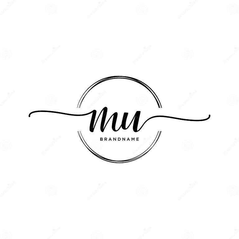 MU Initial Handwriting Logo with Circle Stock Vector - Illustration of ...