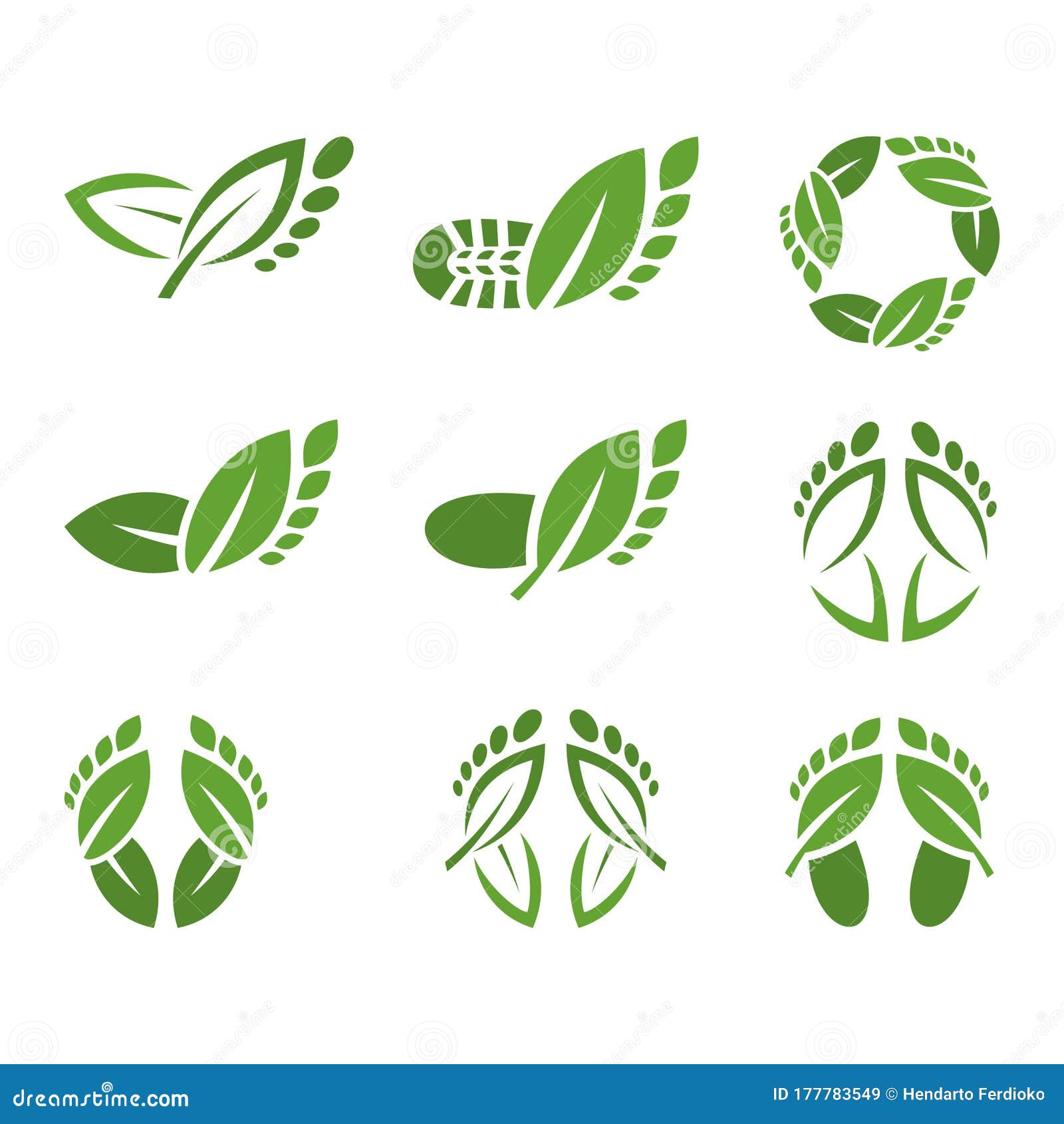Set Footprint Health Nature Logo Design Stock Vector - Illustration of ...