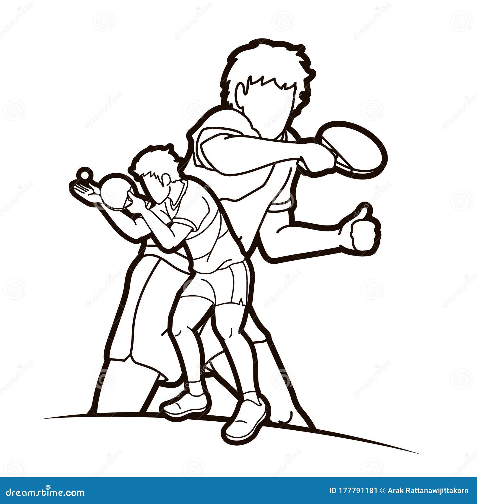 Group of Ping Pong Players, Table Tennis Players Action Cartoon Sport ...