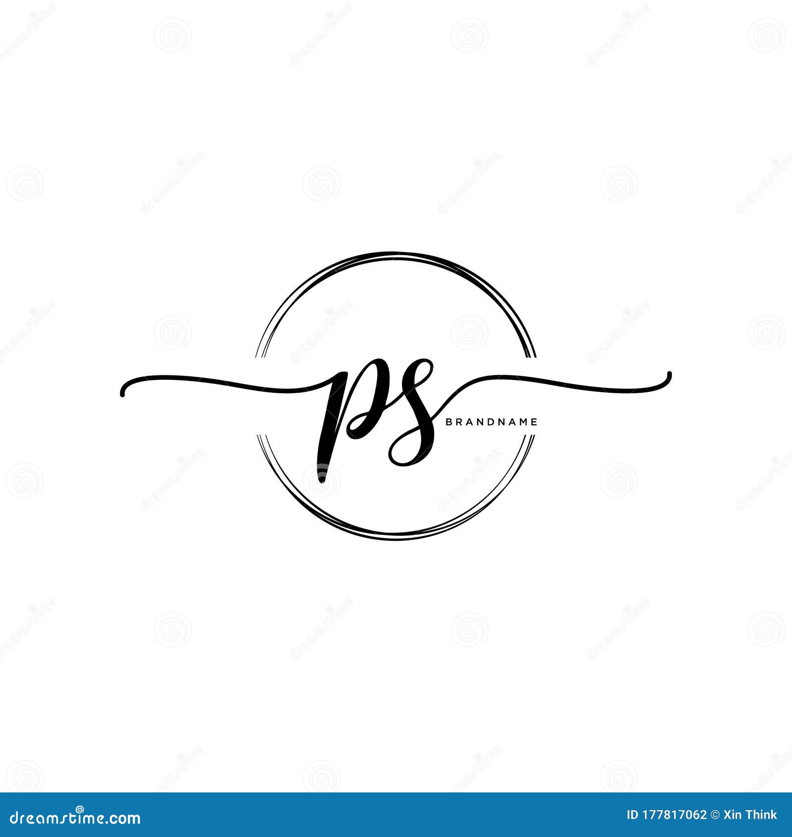 PS Initial Handwriting Logo with Circle Stock Vector - Illustration of ...