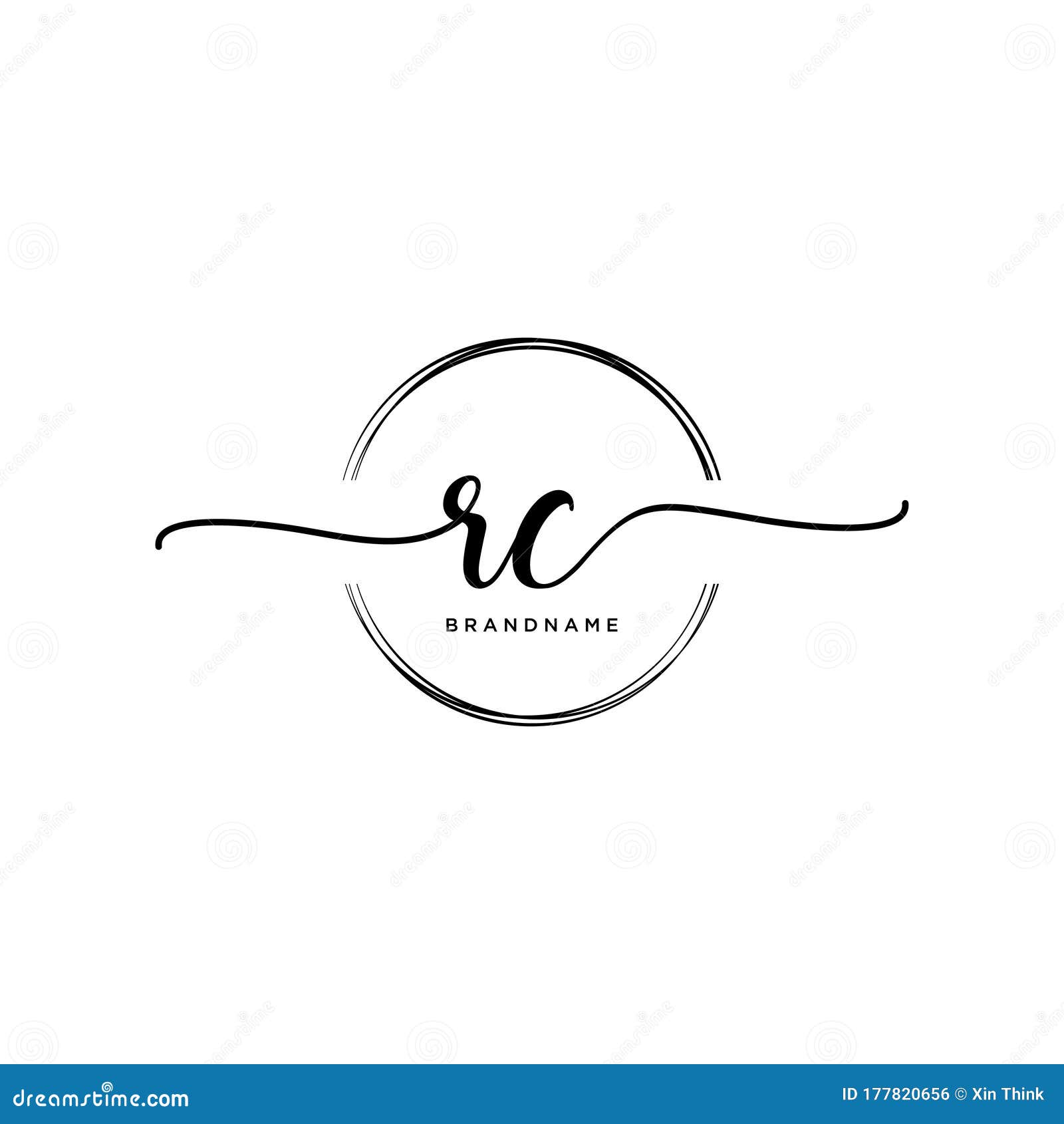 RC Initial Handwriting Logo with Circle Stock Vector - Illustration of ...