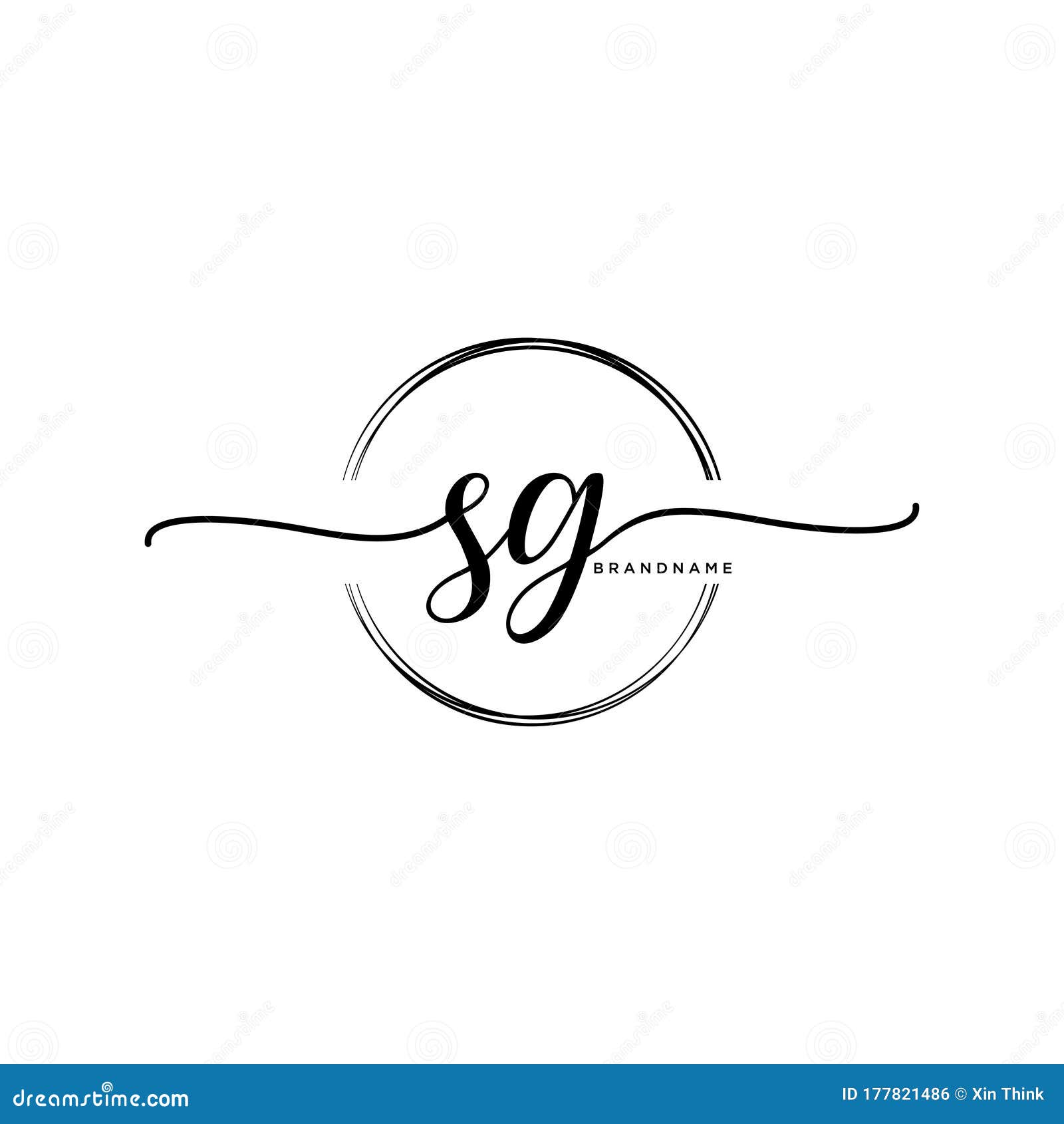 SG Initial Handwriting Logo with Circle Stock Vector - Illustration of ...
