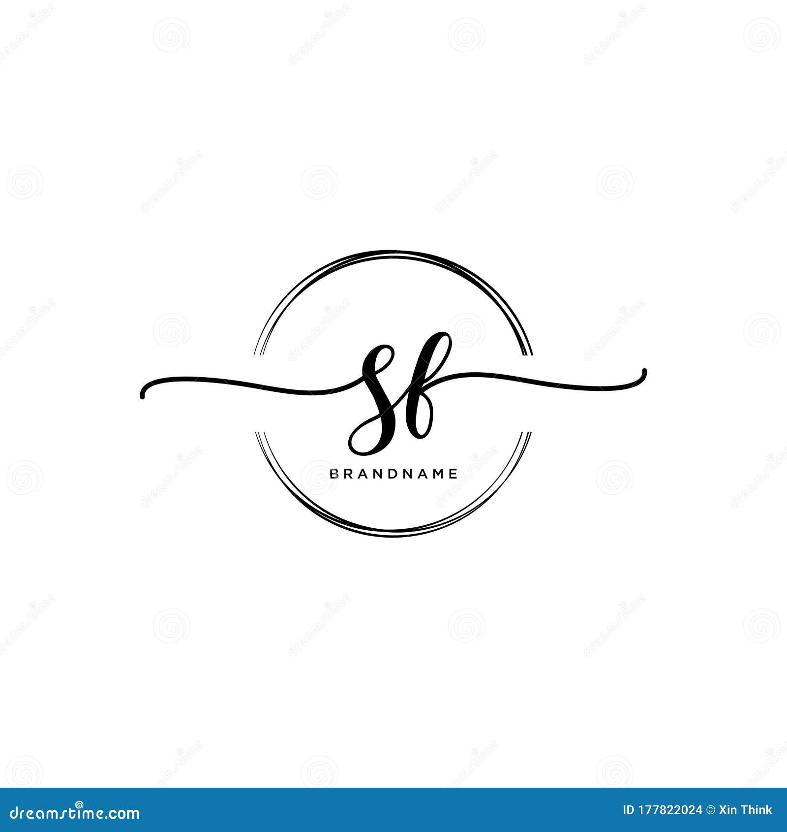 SF Initial Handwriting Logo with Circle Stock Illustration ...