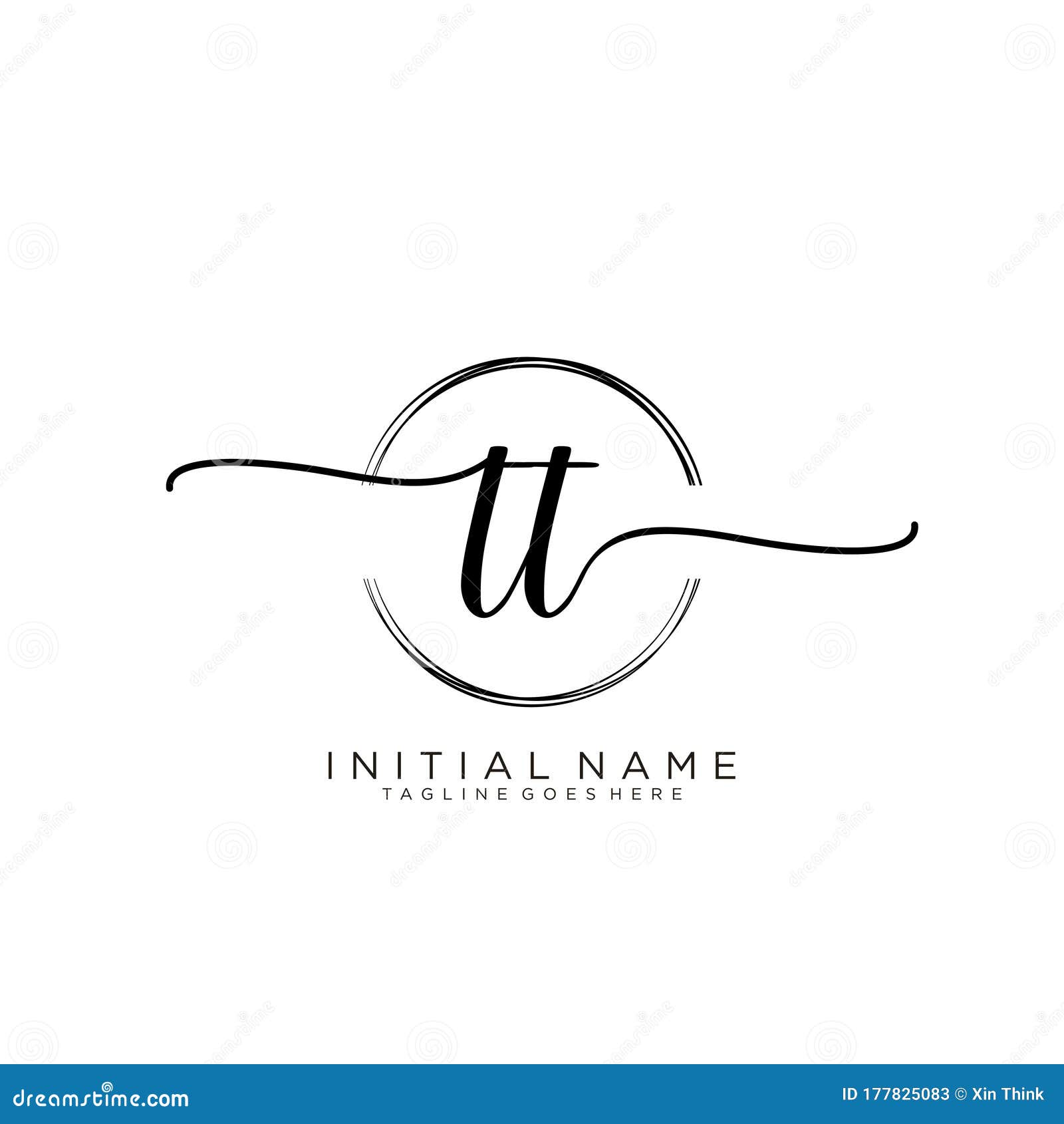 TT Initial Handwriting Logo with Circle Stock Vector - Illustration of ...