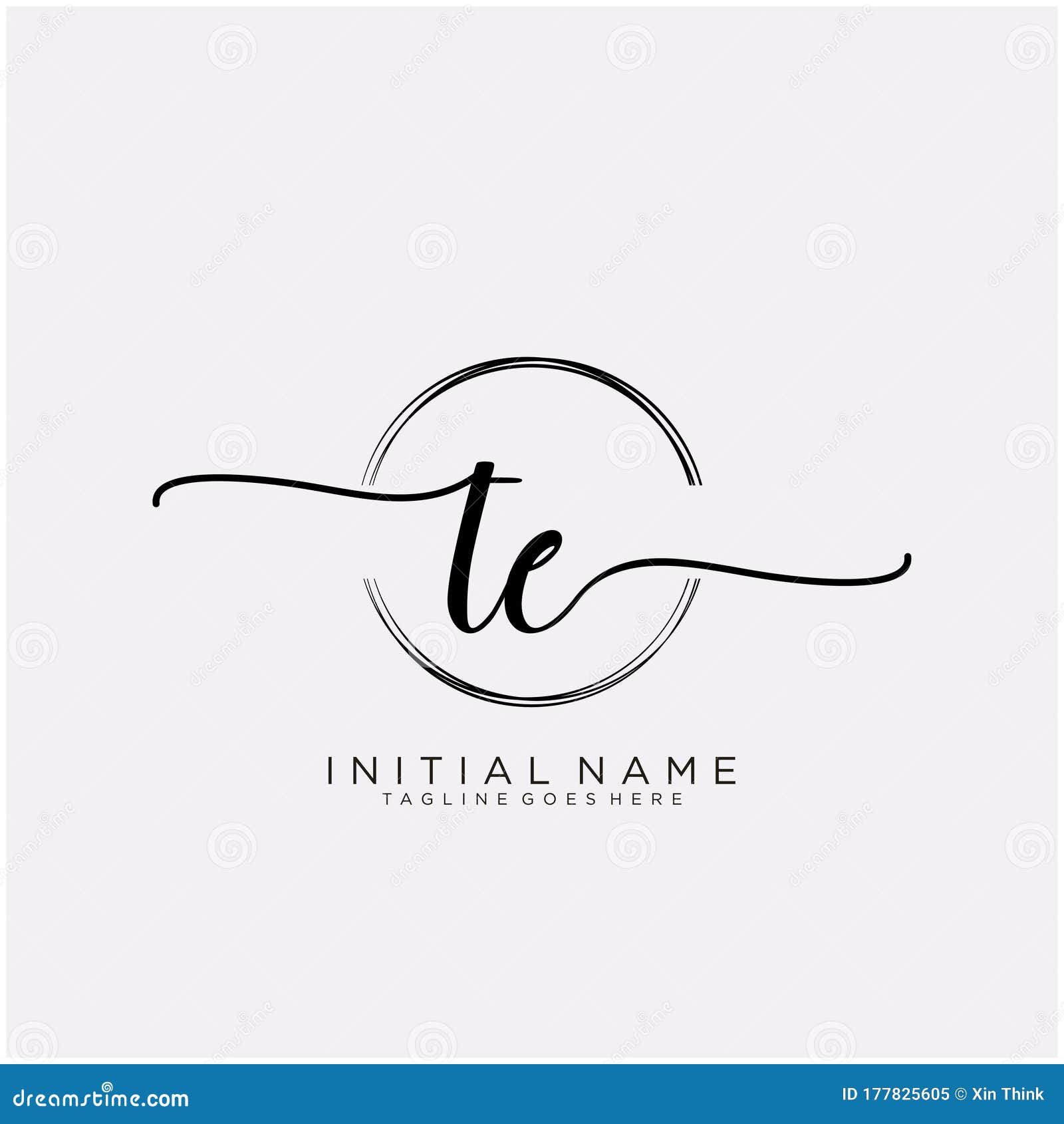 TE Initial Handwriting Logo with Circle Stock Vector - Illustration of ...