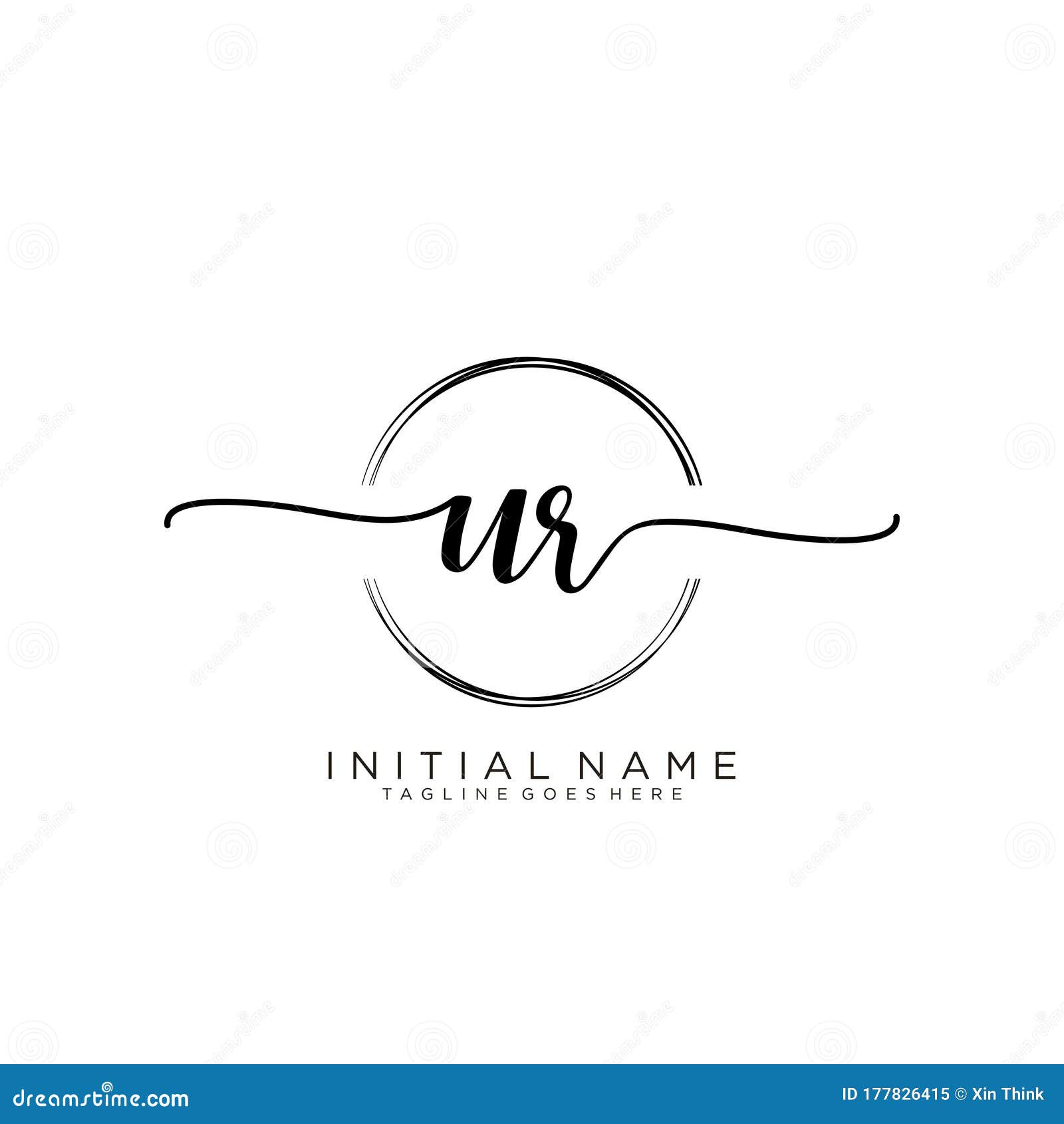 UR Initial Handwriting Logo with Circle Stock Vector - Illustration of ...