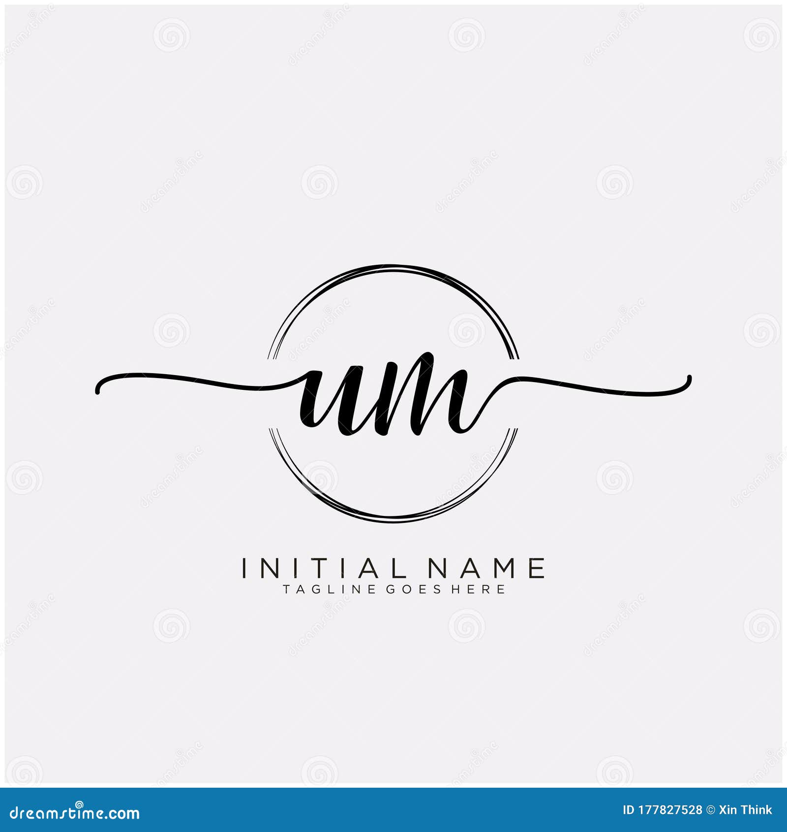 UM Initial Handwriting Logo with Circle Stock Illustration ...