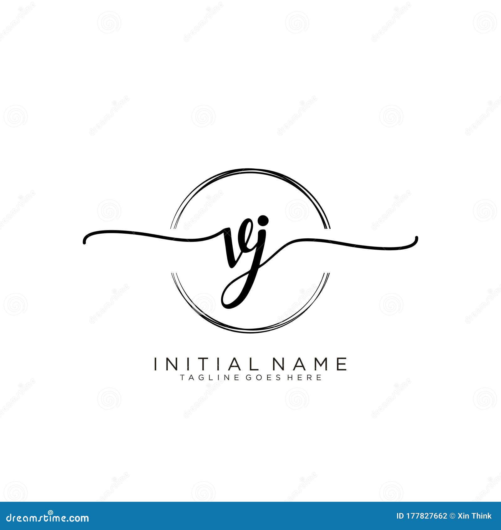 VJ Initial Handwriting Logo with Circle Stock Vector - Illustration of ...