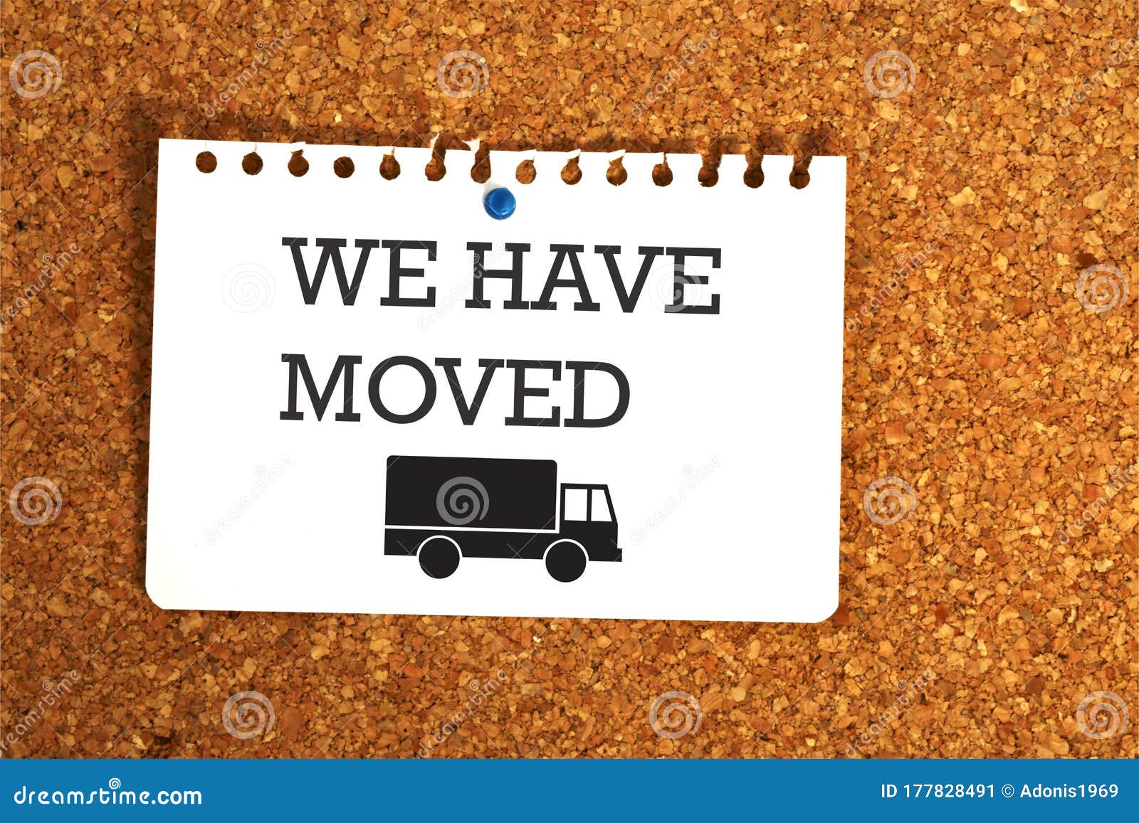 We have moved on paper stock image. Image of notification - 177828491