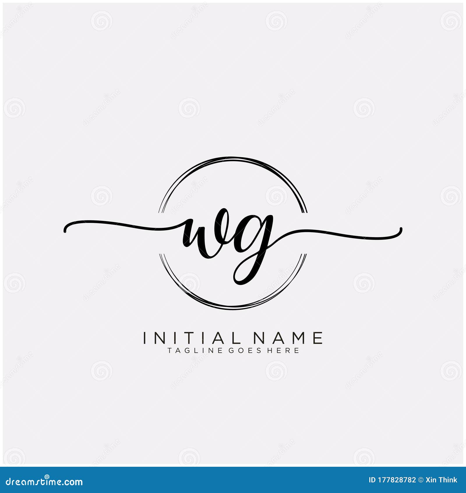 WG Initial Handwriting Logo with Circle Stock Vector - Illustration of ...