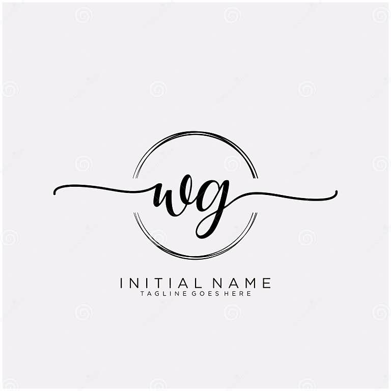 WG Initial Handwriting Logo with Circle Stock Vector - Illustration of ...