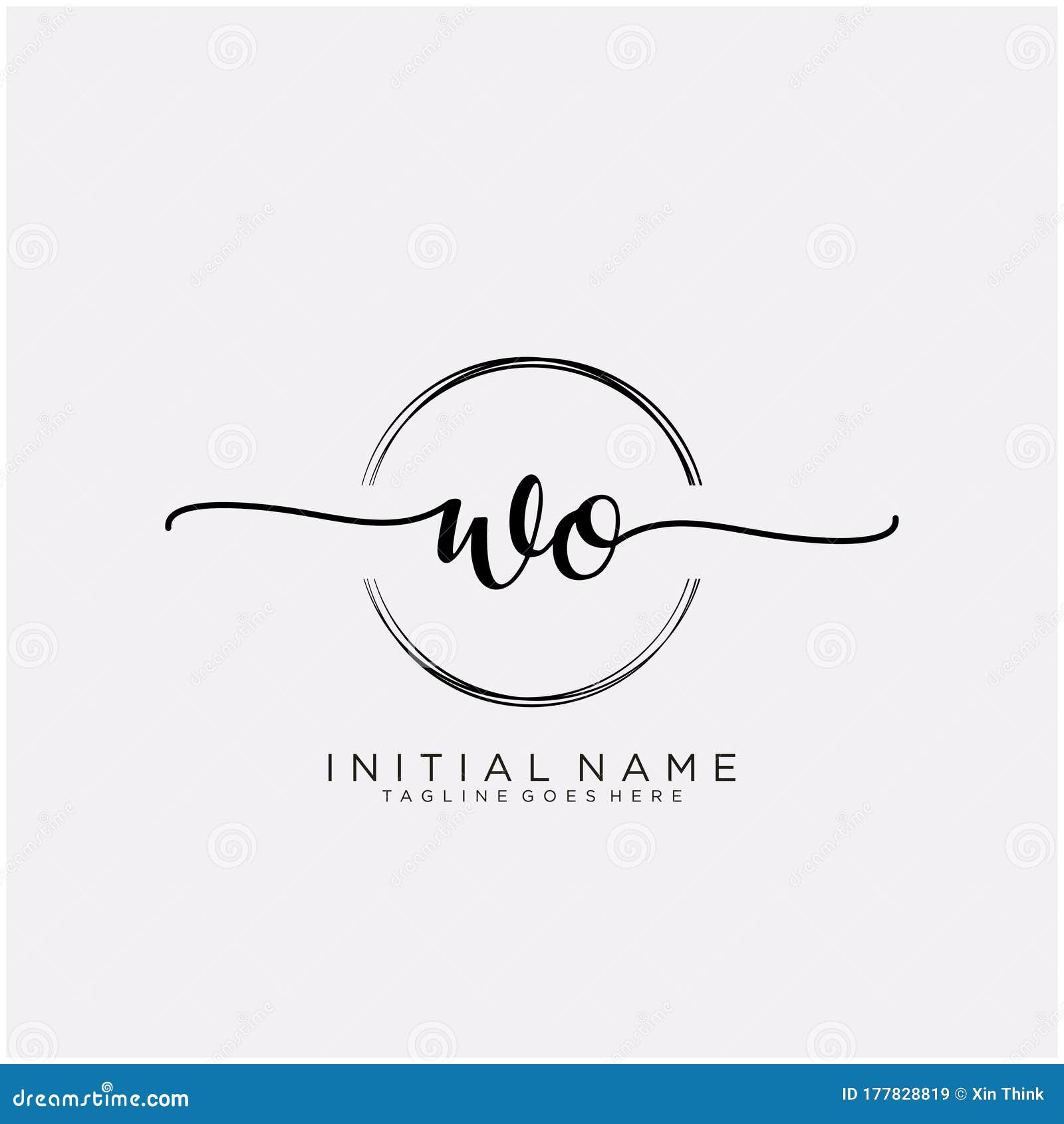 WO Initial Handwriting Logo with Circle Stock Vector - Illustration of ...
