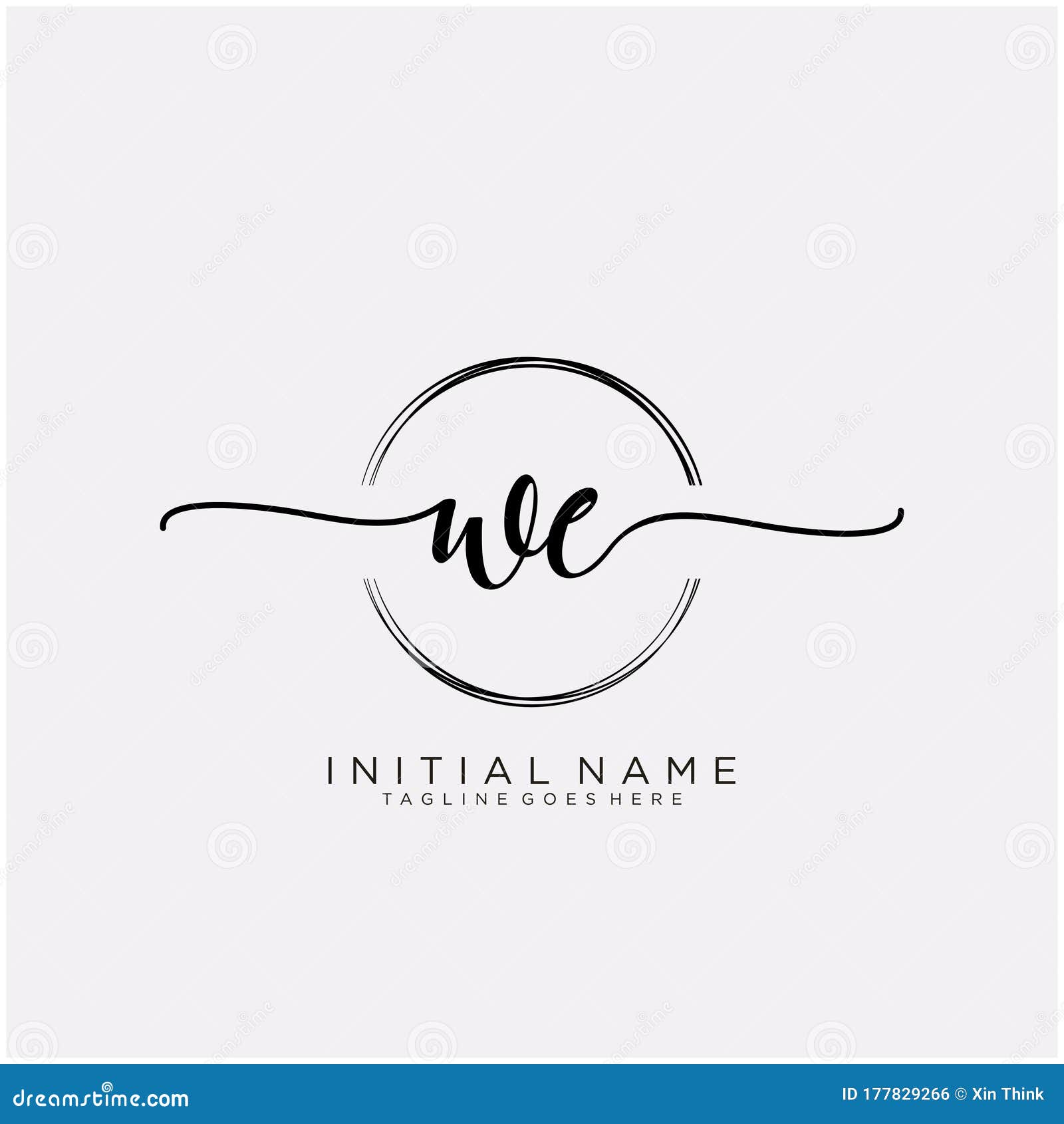 We Initial Handwriting Logo with Circle Stock Vector - Illustration of ...