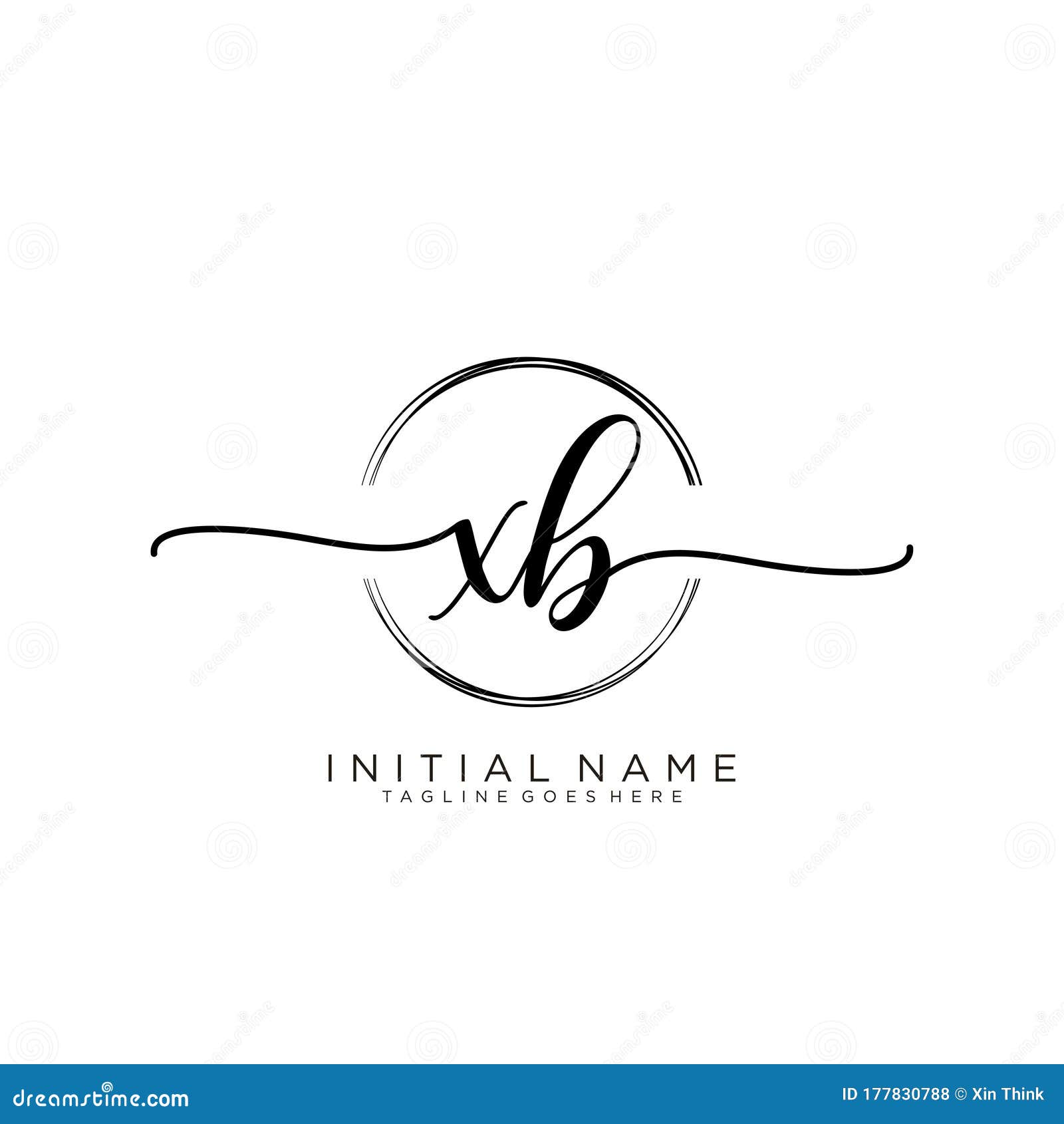 XB Initial Handwriting Logo with Circle Stock Illustration ...