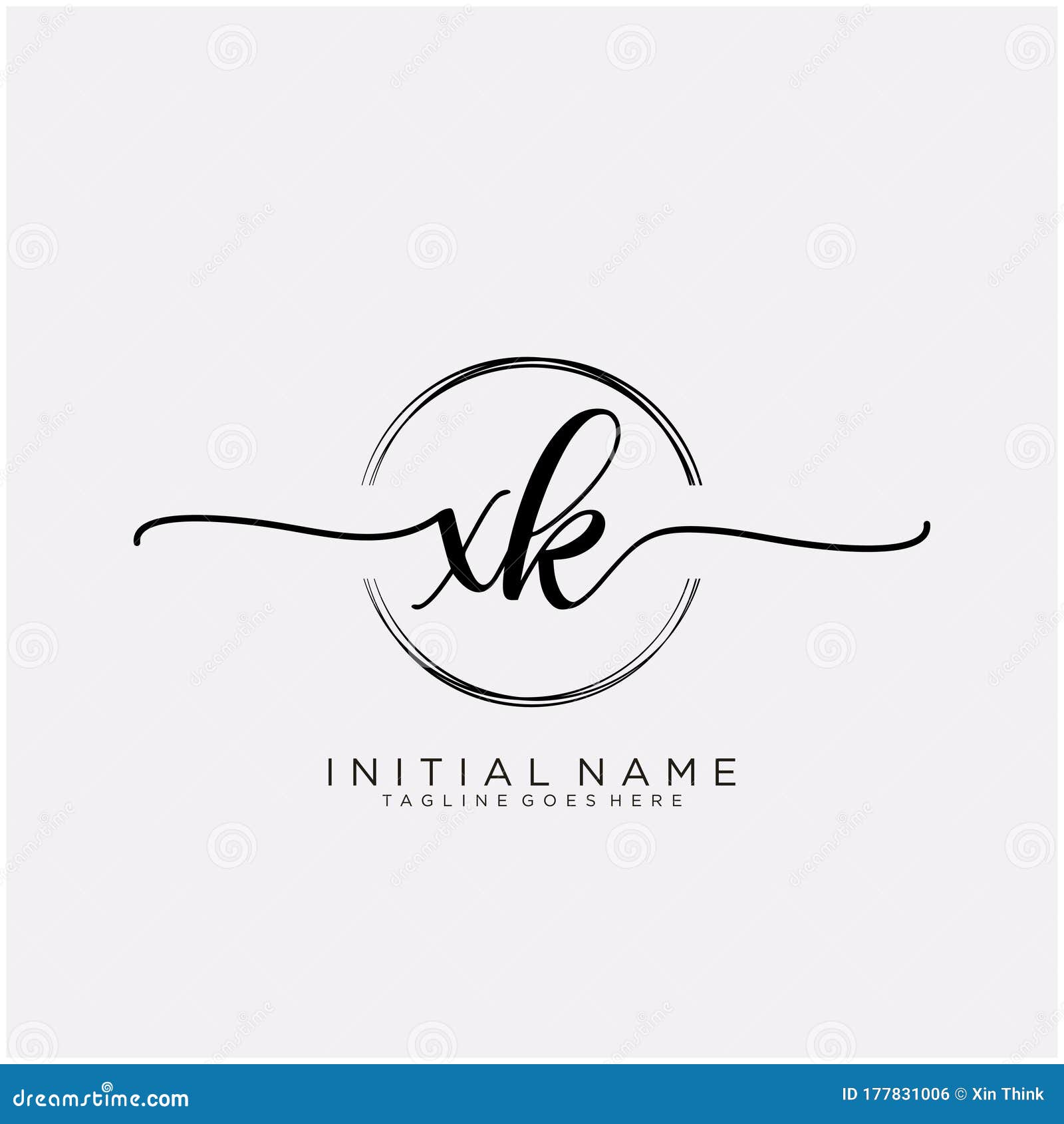 XK Initial Handwriting Logo with Circle Stock Vector - Illustration of ...