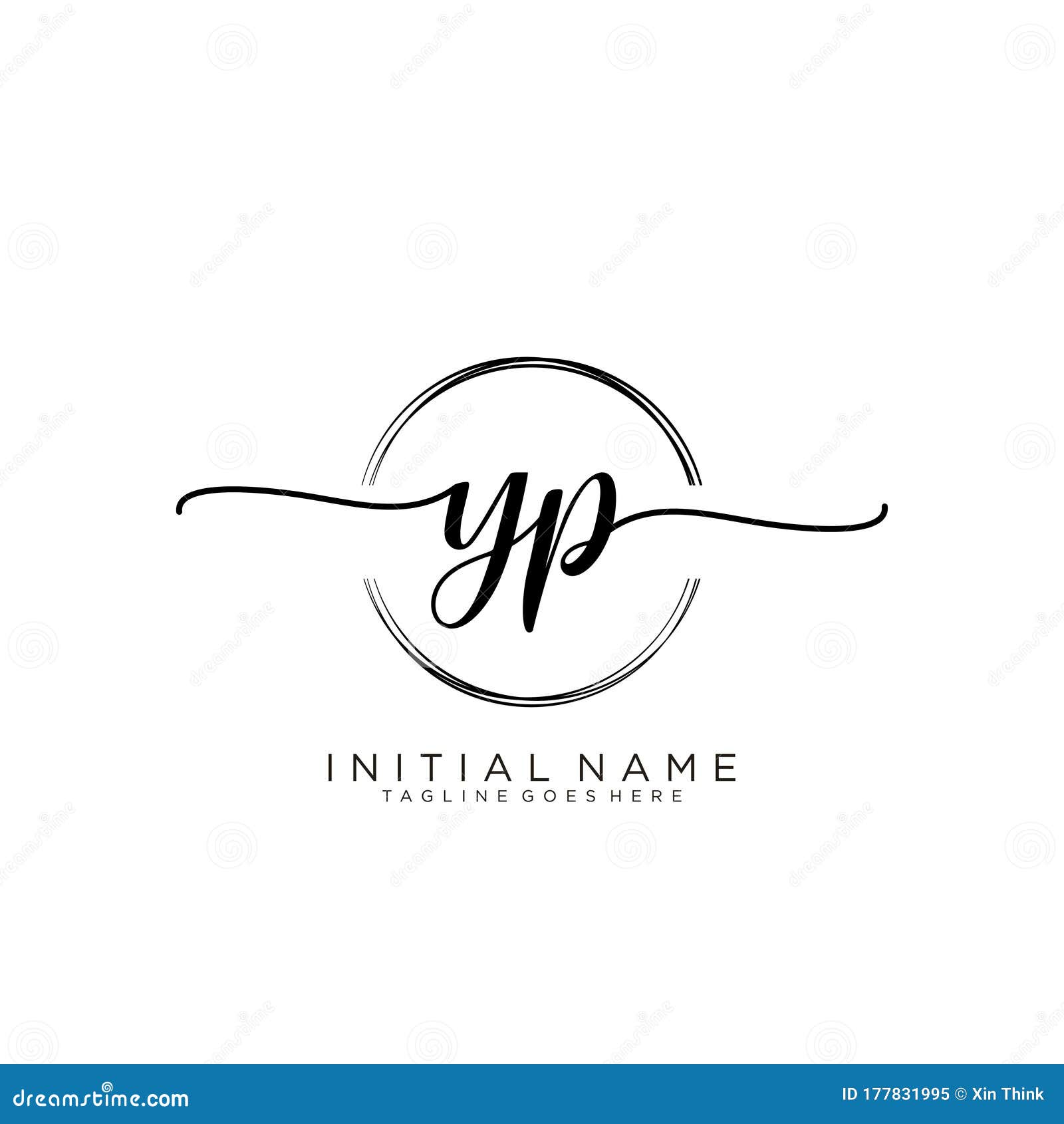 YP Initial Handwriting Logo with Circle Stock Vector - Illustration of ...