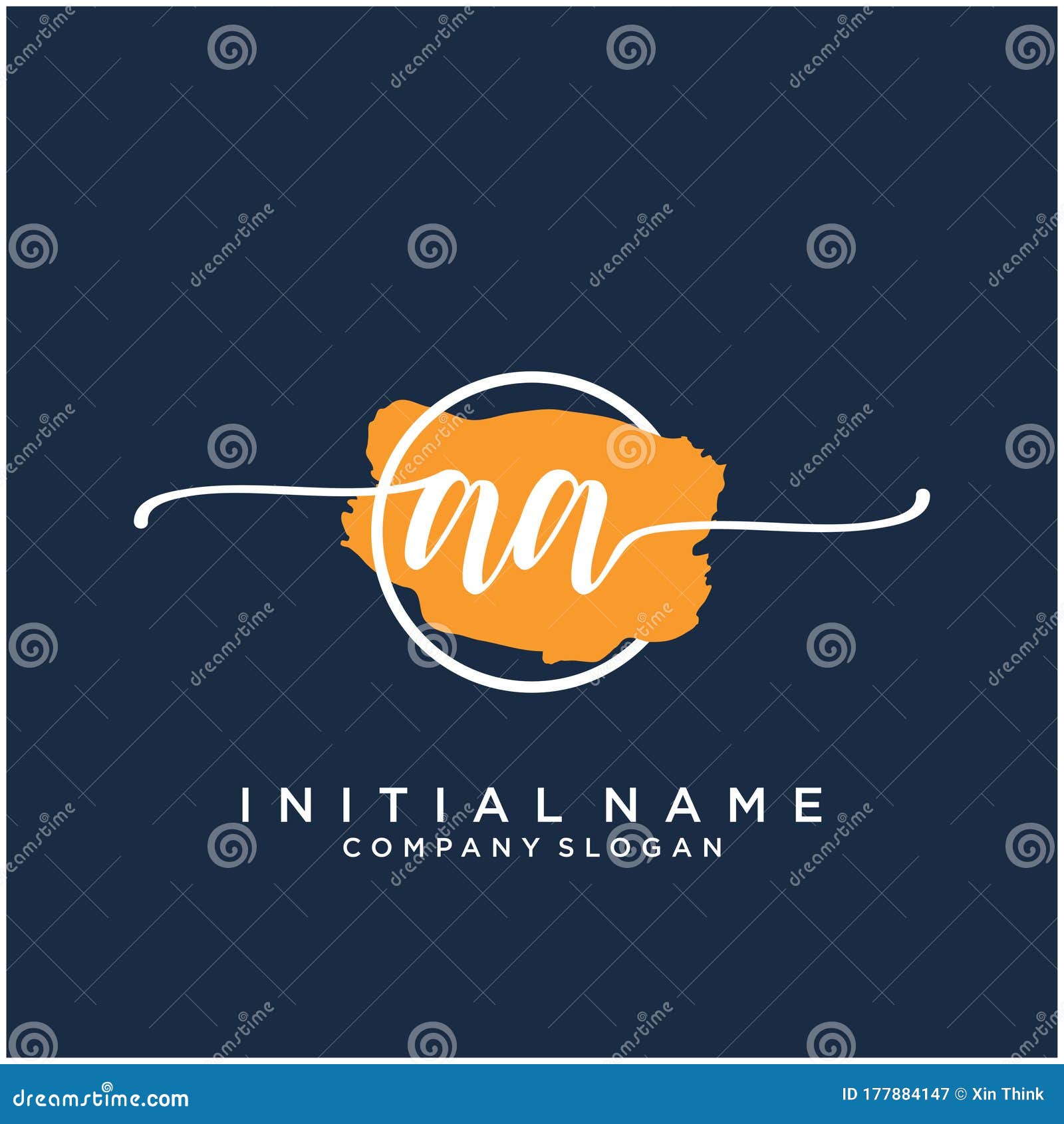 AA Initial Handwriting Logo Design with Brush Circle Stock Vector ...