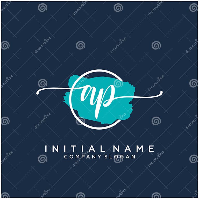 AP Initial Handwriting Logo Design with Brush Circle Stock Vector ...
