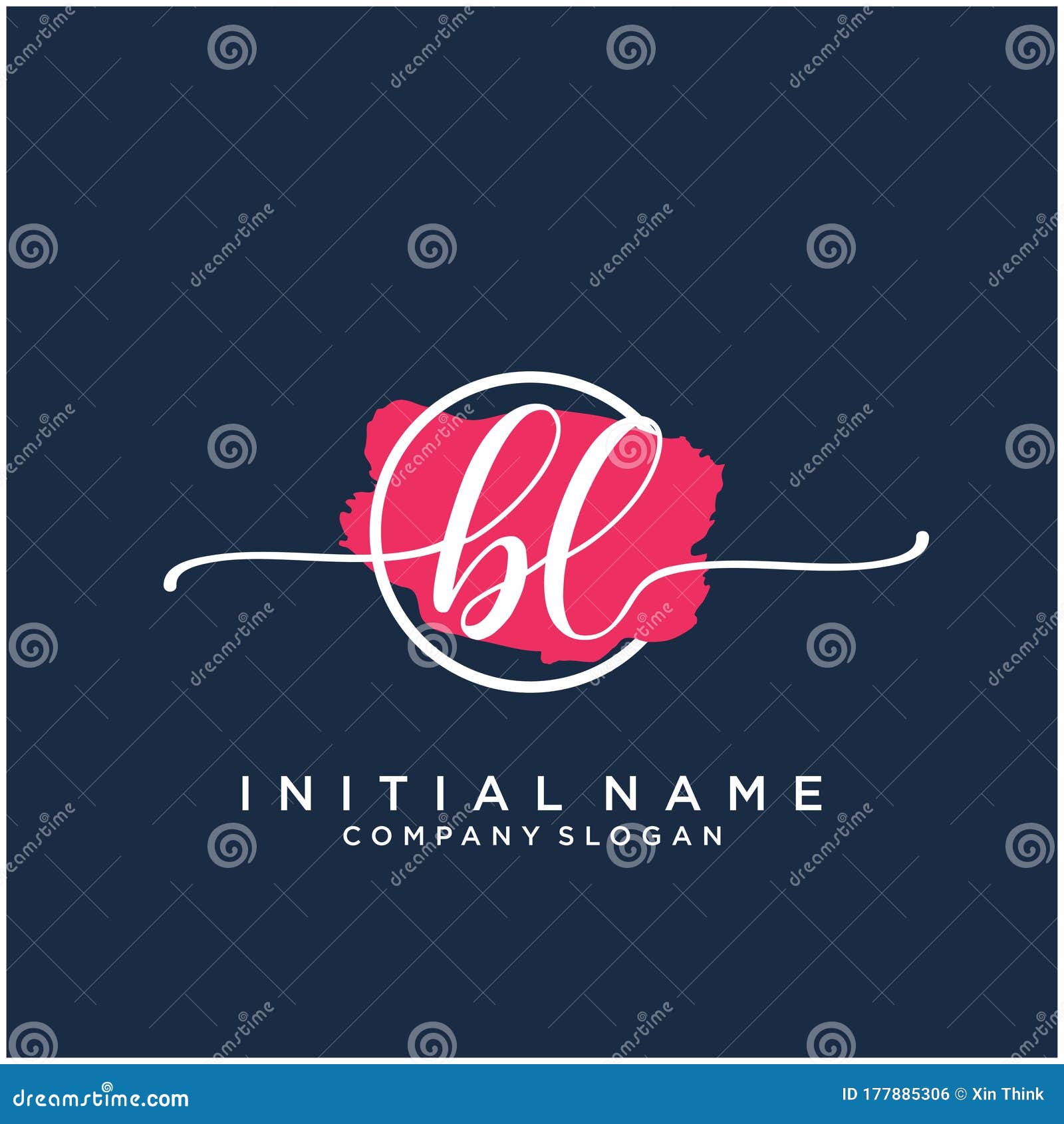 BL Initial Handwriting Logo Design with Brush Circle Stock Vector ...