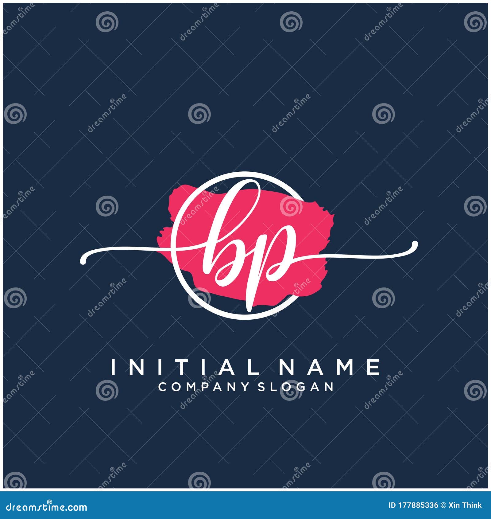 BP Initial Handwriting Logo Design with Brush Circle Stock Vector ...